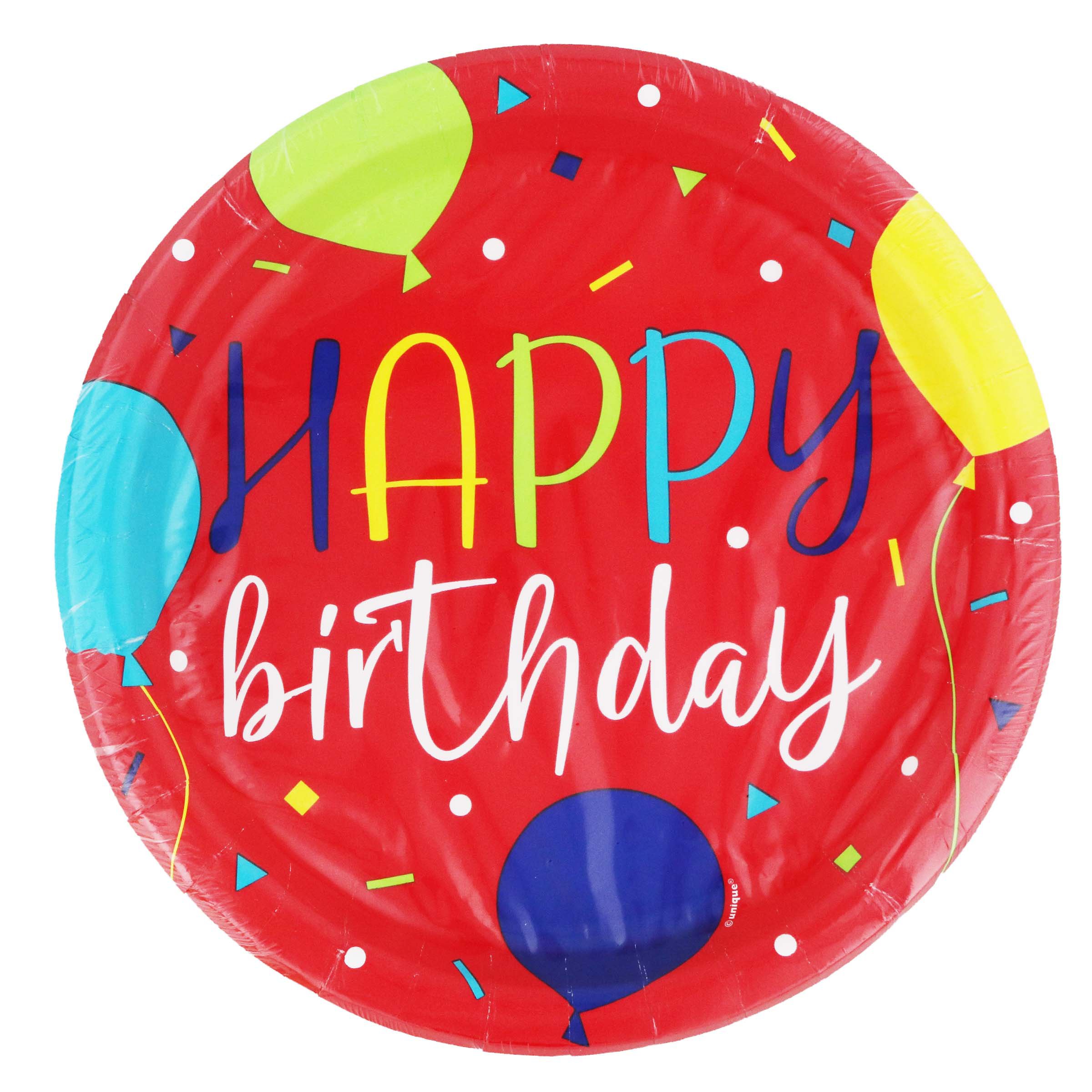 unique Happy Birthday Balloon Party Paper Dinner Plates, 9 in - Shop ...