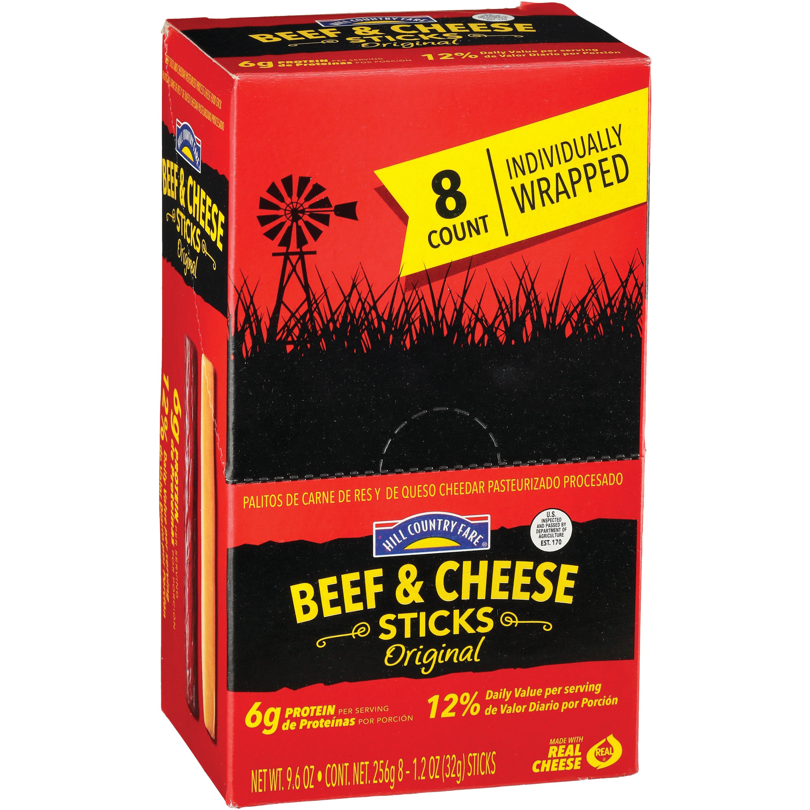 Hill Country Fare 6g Protein Beef & Cheddar Cheese Combo Sticks, 8 ct ...