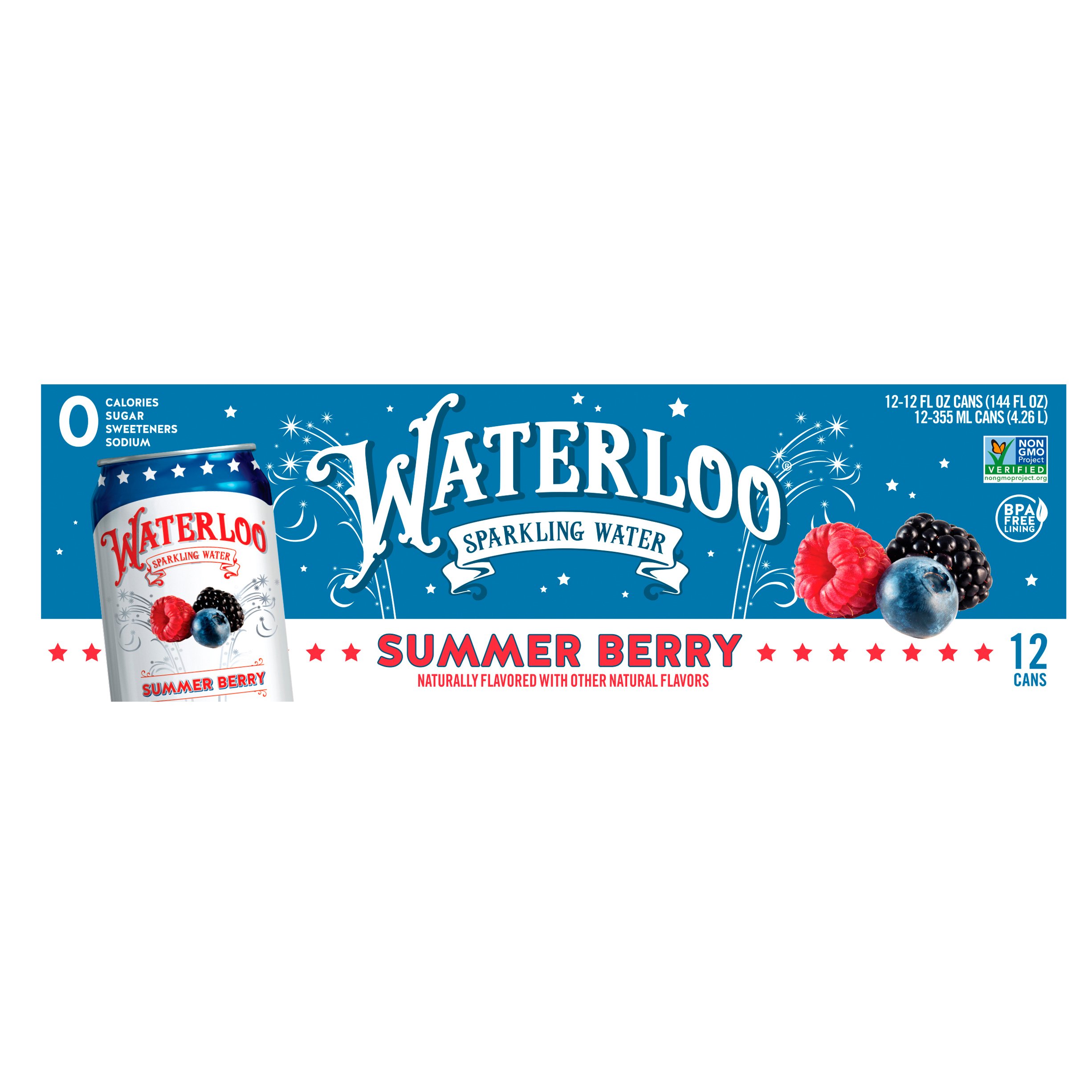 Waterloo Summer Berry Sparkling Water 12 pk Cans, 12 oz | Central ...