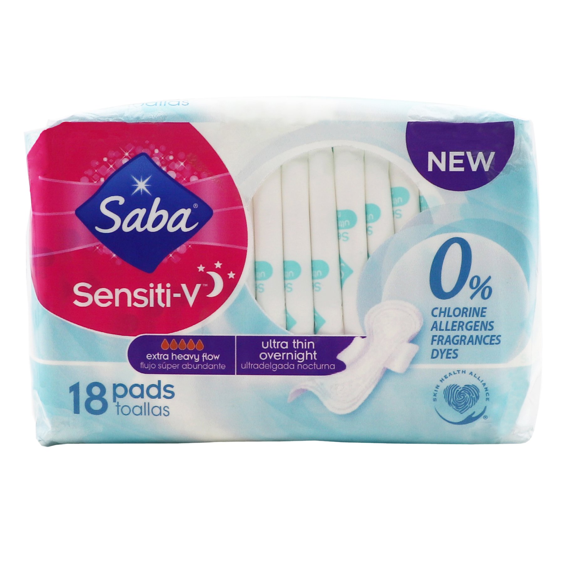 Saba Sensitive Ultra Thin Overnight Pads - Shop Pads & Liners at H-E-B