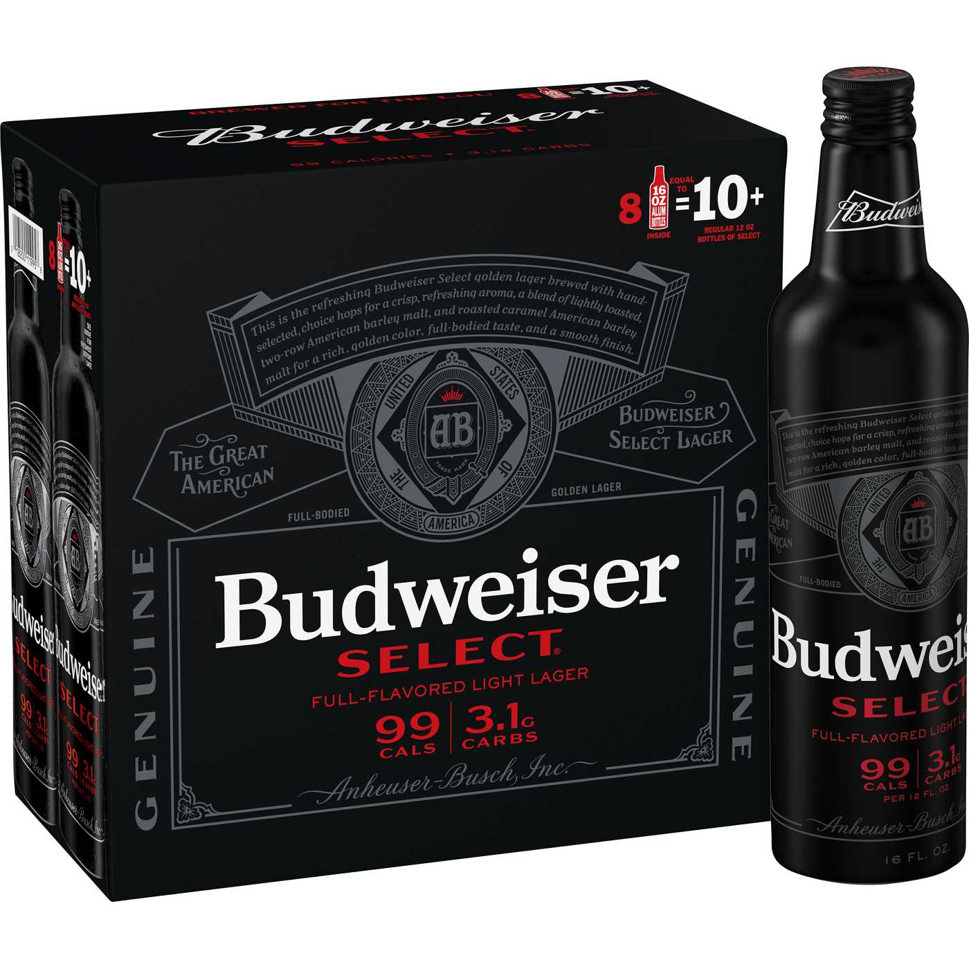 Budweiser Select Light Lager Beer Aluminum Bottles, 8 pack - Shop Beer ...