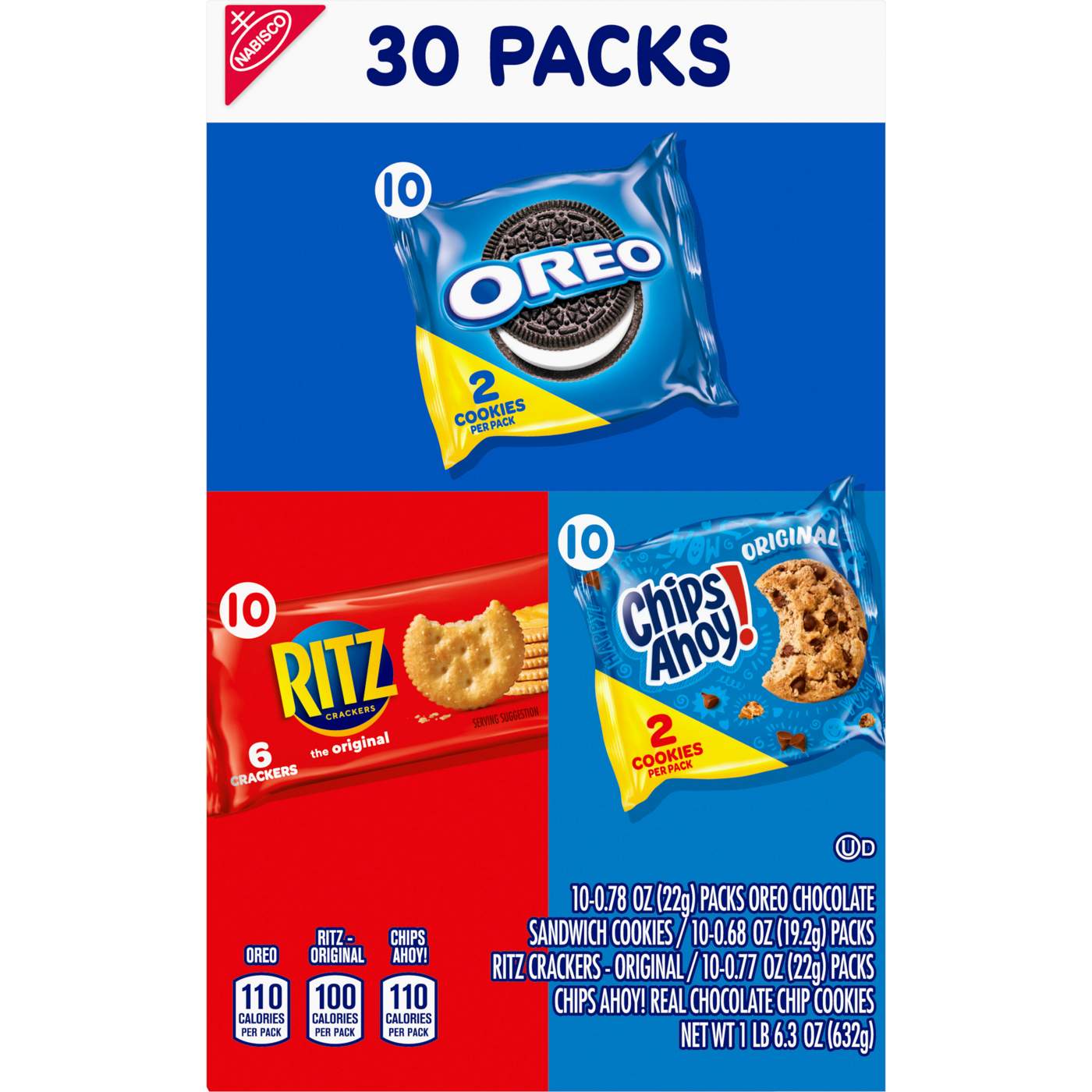 Nabisco Variety Pack Snack Packs 1 oz Bags - OREO, Chips Ahoy! & RITZ ...