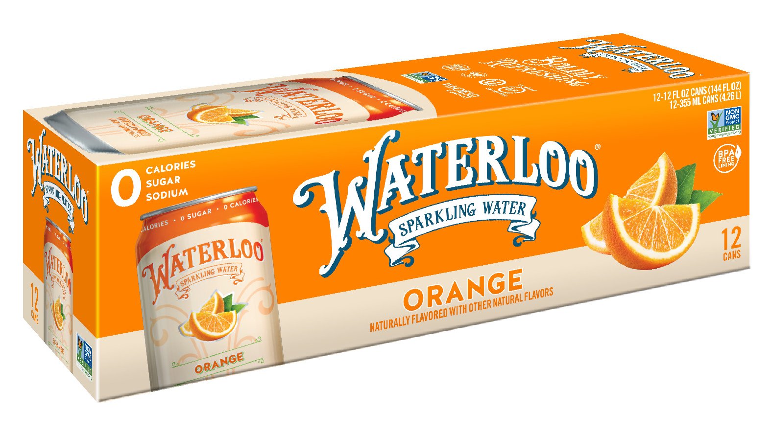 Waterloo Orange Sparkling Water 12 oz Cans - Shop Water at H-E-B