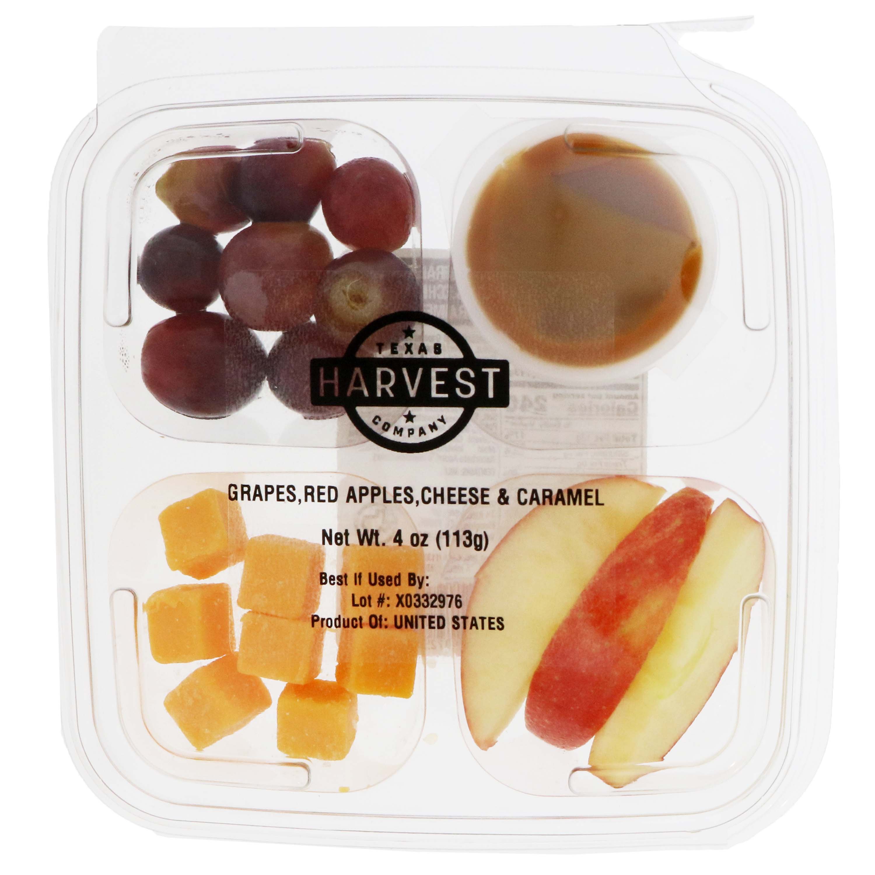 TEXAS HARVEST Red Apples, Red Grapes, Mild Cheddar & Caramel Snack Tray ...