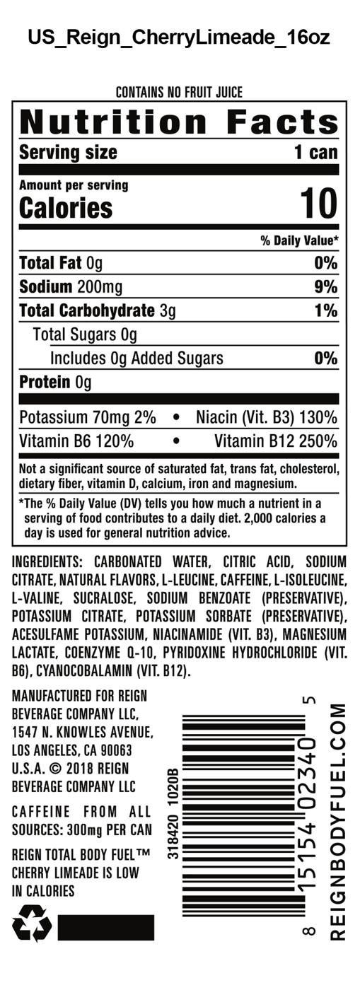 Reign Total Body Fuel Energy Drink - Cherry Limeade - Shop Sports ...