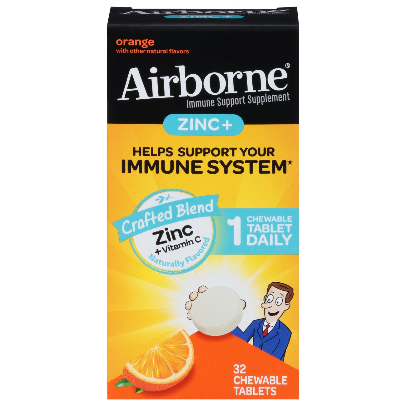 Airborne Immune Support Zinc+ Chewable Tablets - Orange - Shop ...