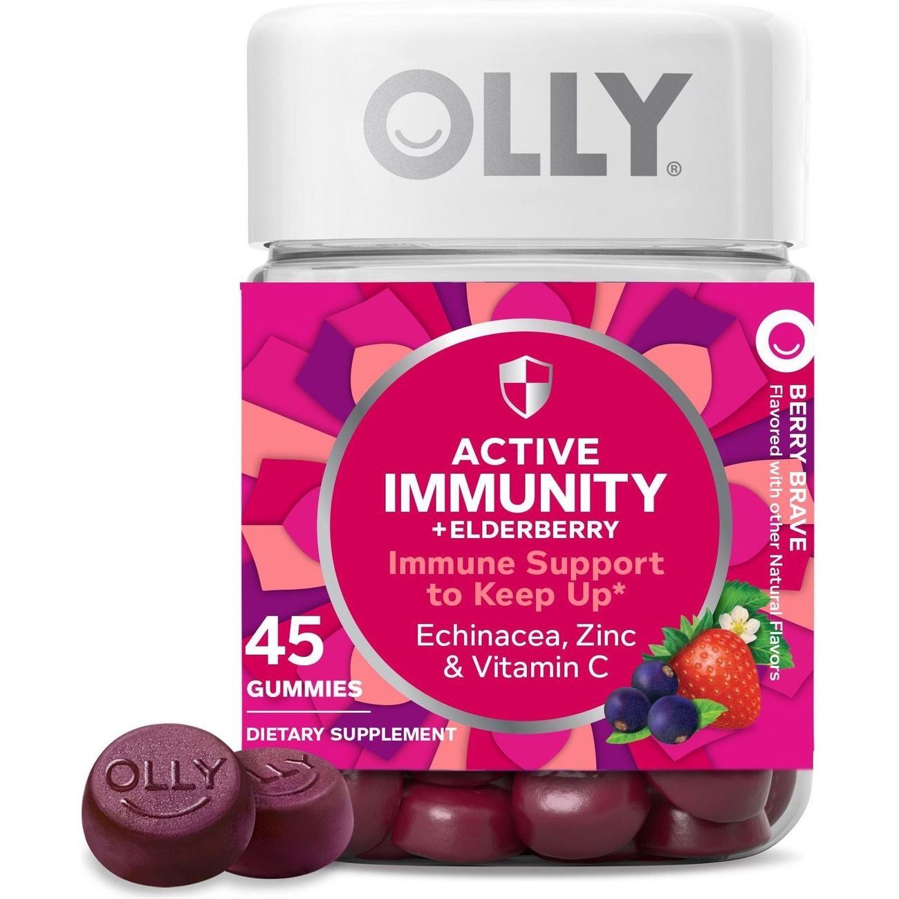 OLLY Active Immunity with Elderberry, Zinc & Vitamin C Gummies - Berry ...