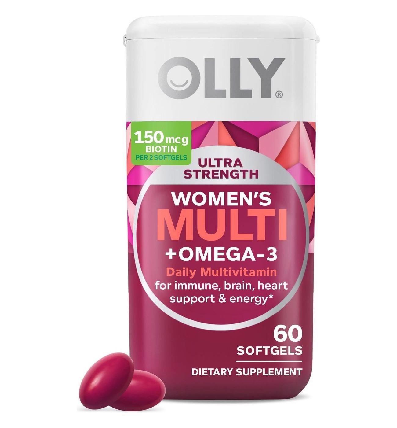 OLLY Ultra Strength Women's Multi & Omega-3 Immune Support Softgels ...