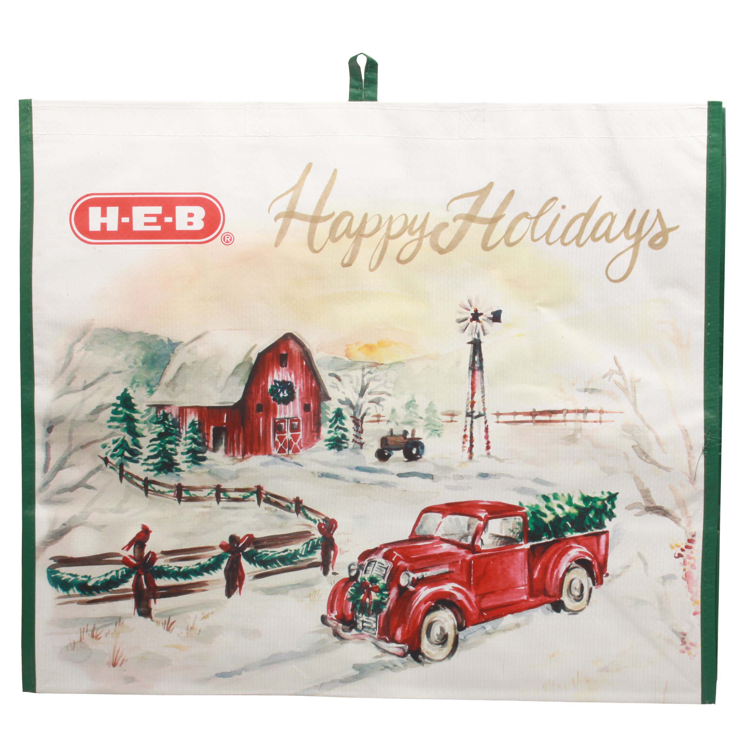 H-E-B Happy Holidays Winter Farm Reusable Shopping Bag - Shop Reusable ...