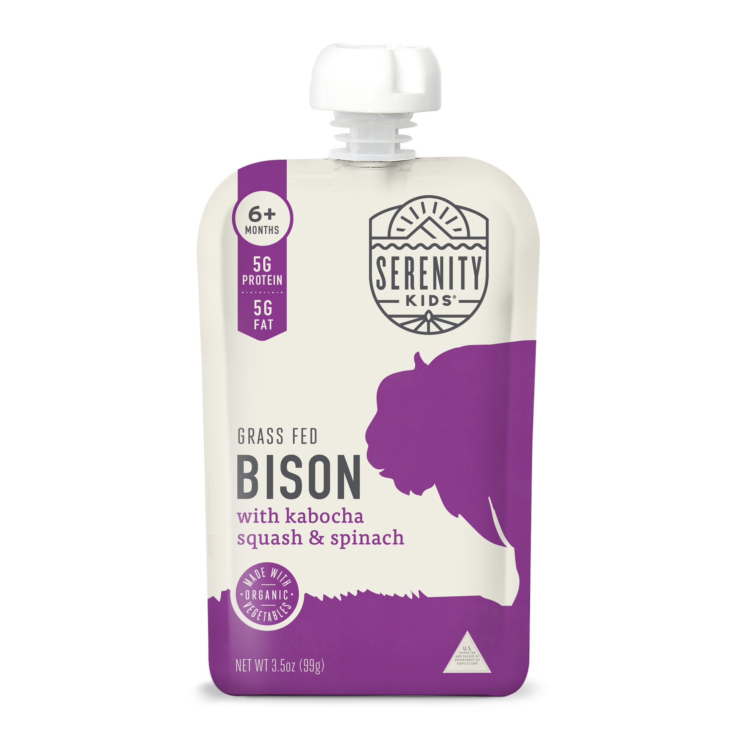 Serenity Kids Organic Pouch - Grass Fed Bison Kabocha Squash & Spinach ...