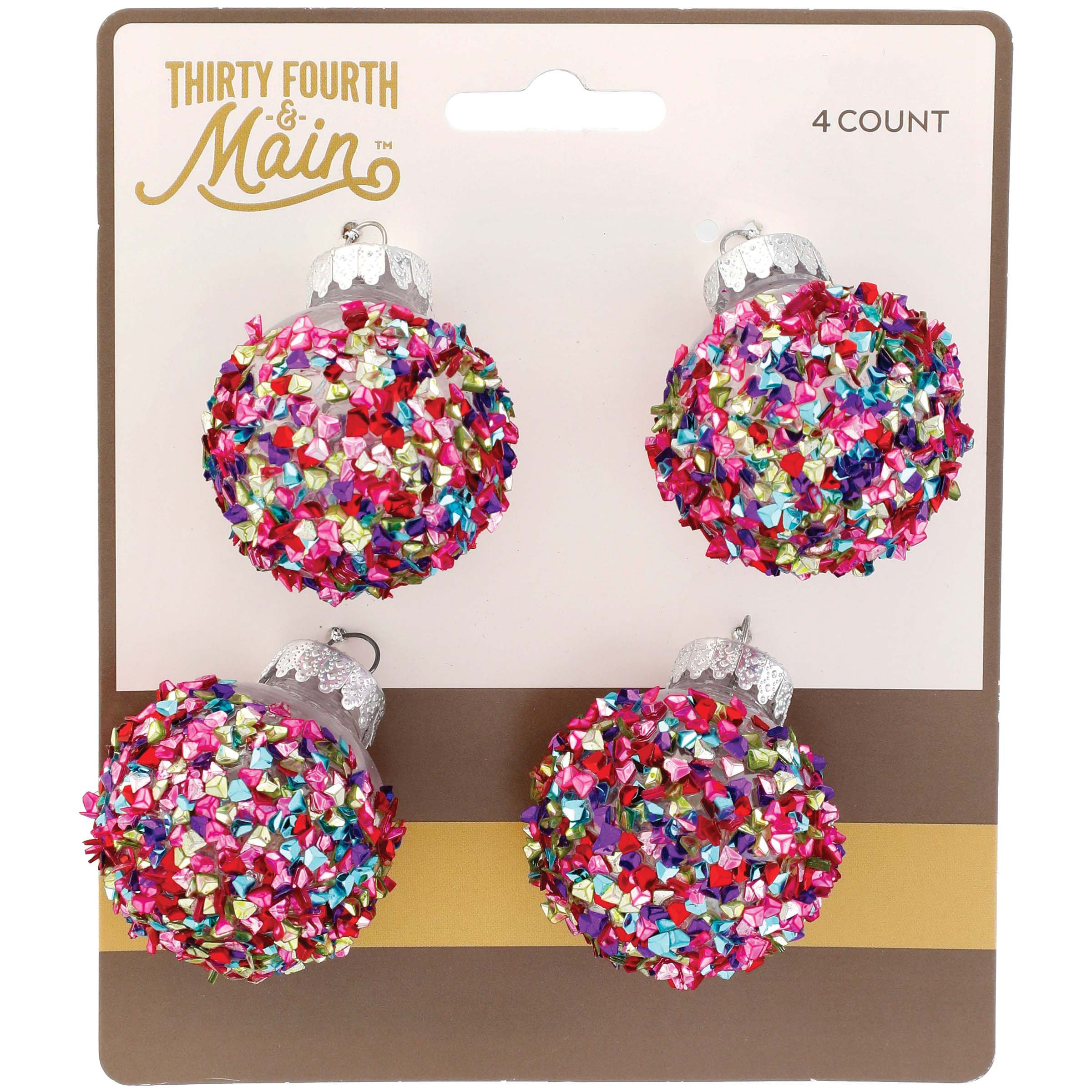 Thirty Fourth & Main Sprinkle Ball Glass Christmas Ornaments - Shop ...