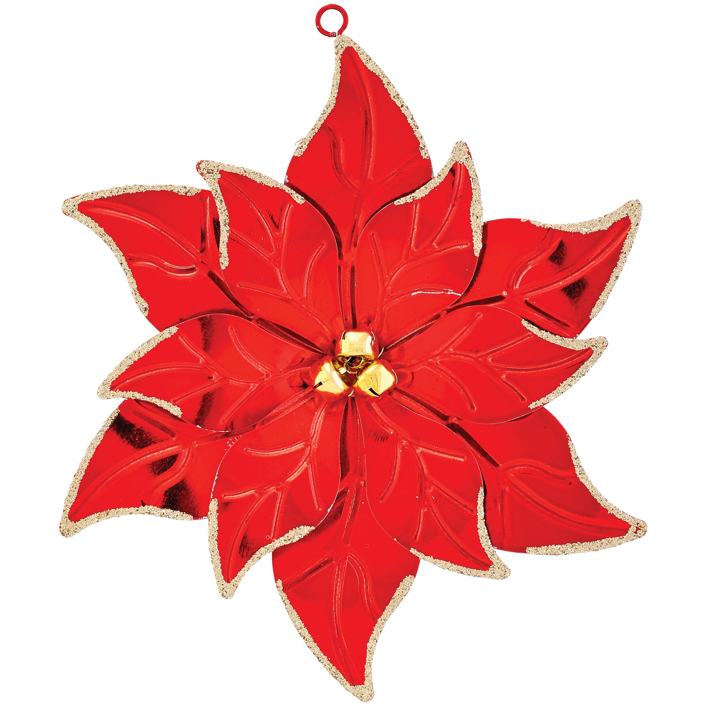 Thirty Fourth & Main Red Metal Poinsettia Christmas Ornament - Shop ...