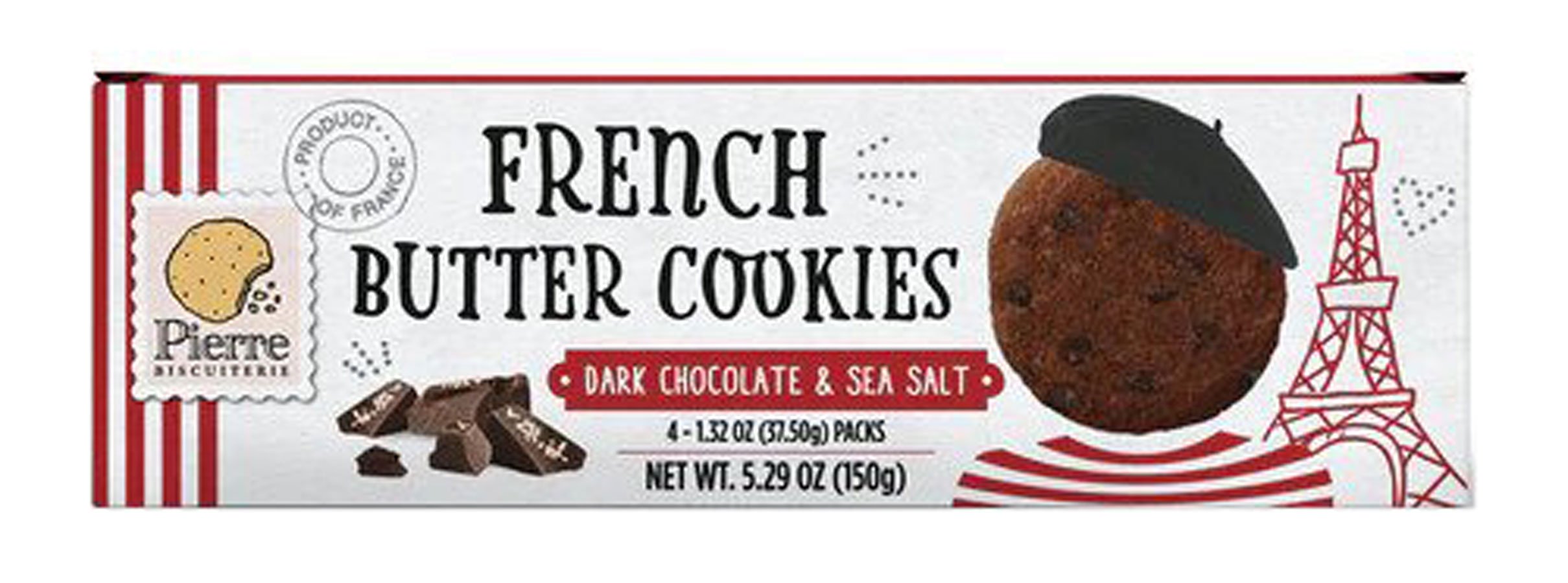 Pierre Biscuiterie Dark Chocolate and Sea Salt French Butter Cookies, 5 ...