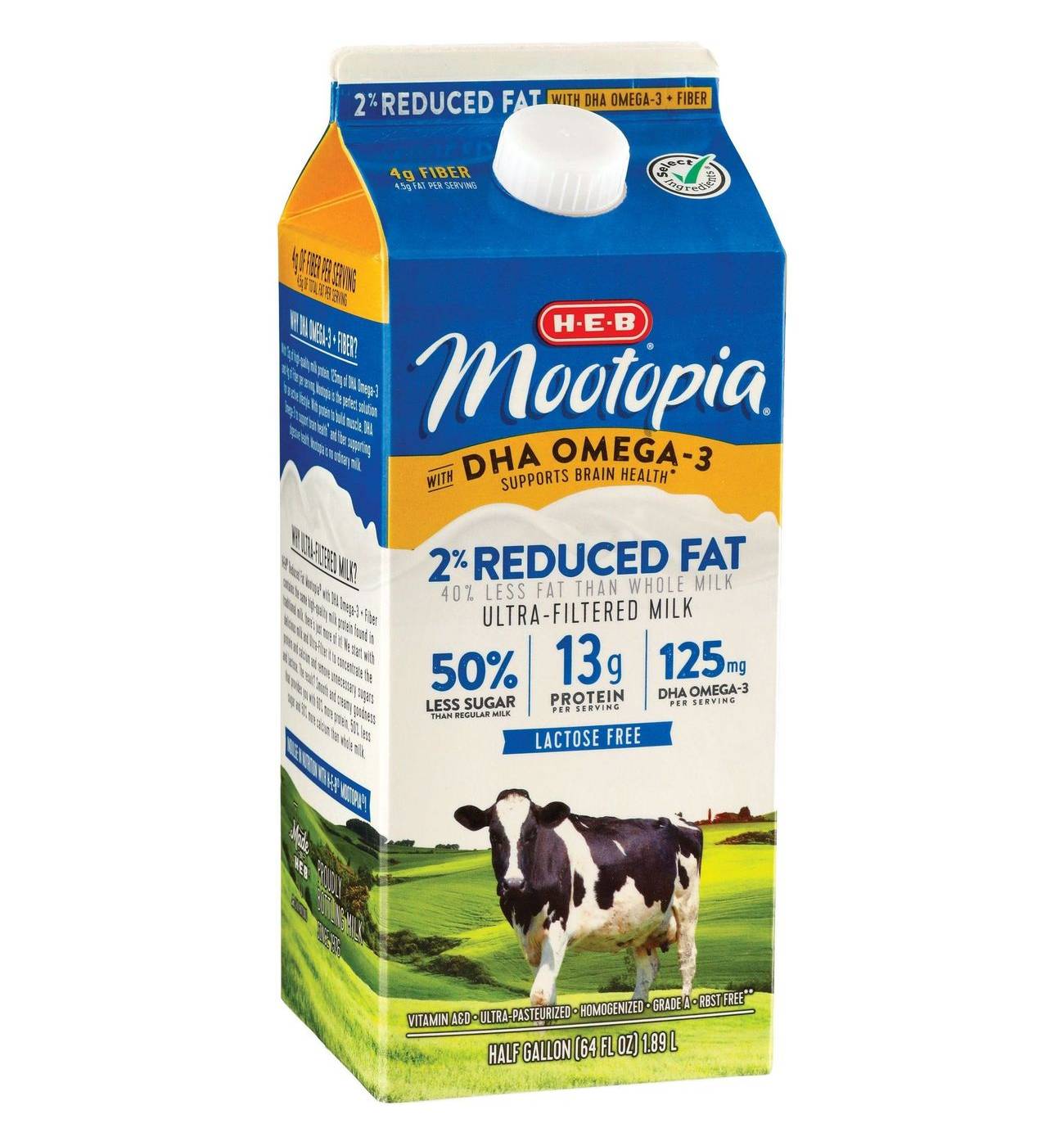 H-E-B Mootopia Lactose-Free DHA Omega-3 Reduced Fat 2% Milk - Shop Milk ...
