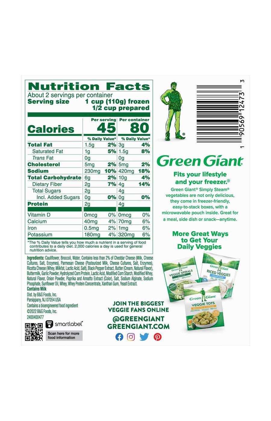 Green Giant Simply Steam Cheesy Riced Cauliflower & Broccoli - Shop ...