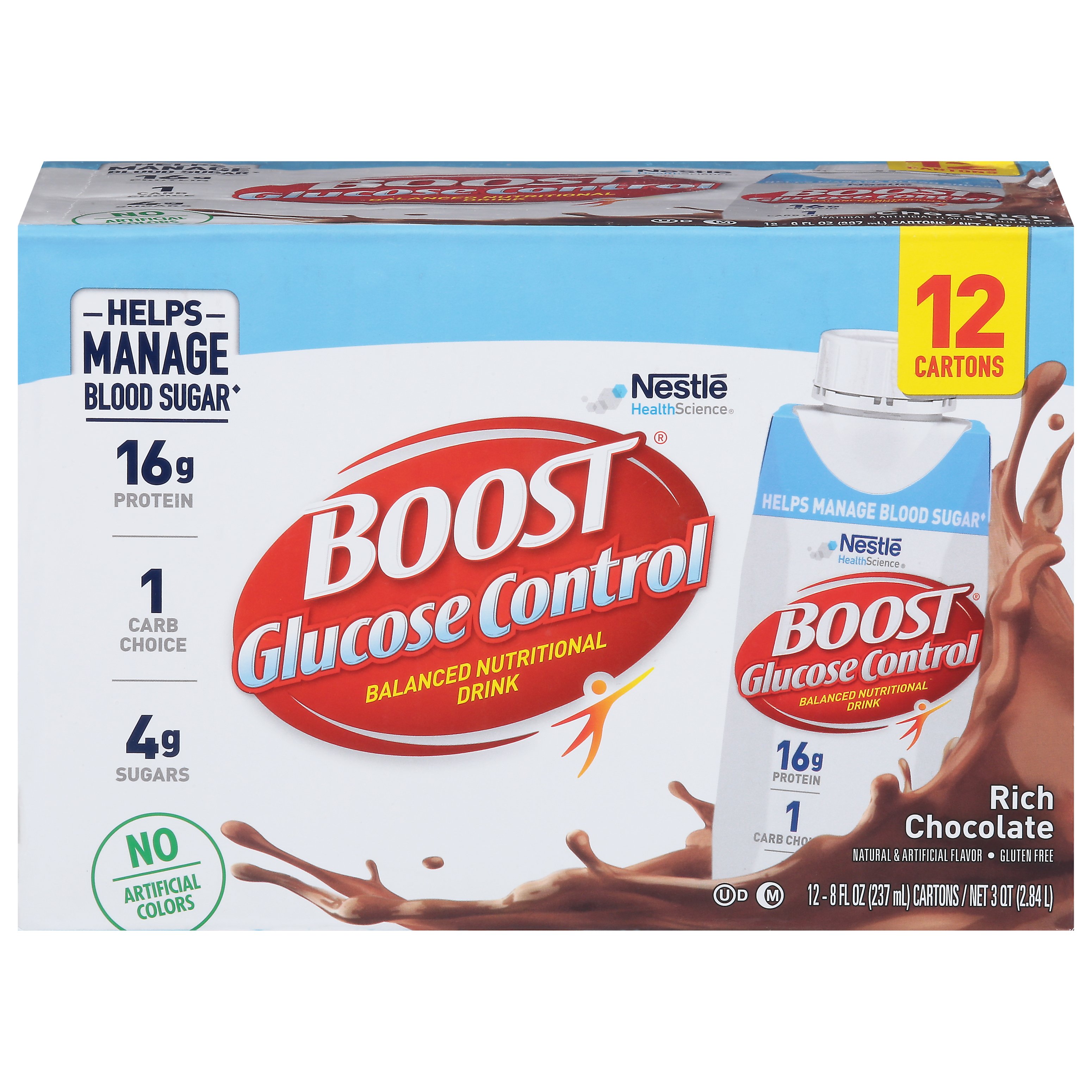 BOOST Glucose Control Nutritional 10g Protein Shake - Rich Chocolate 12 ...