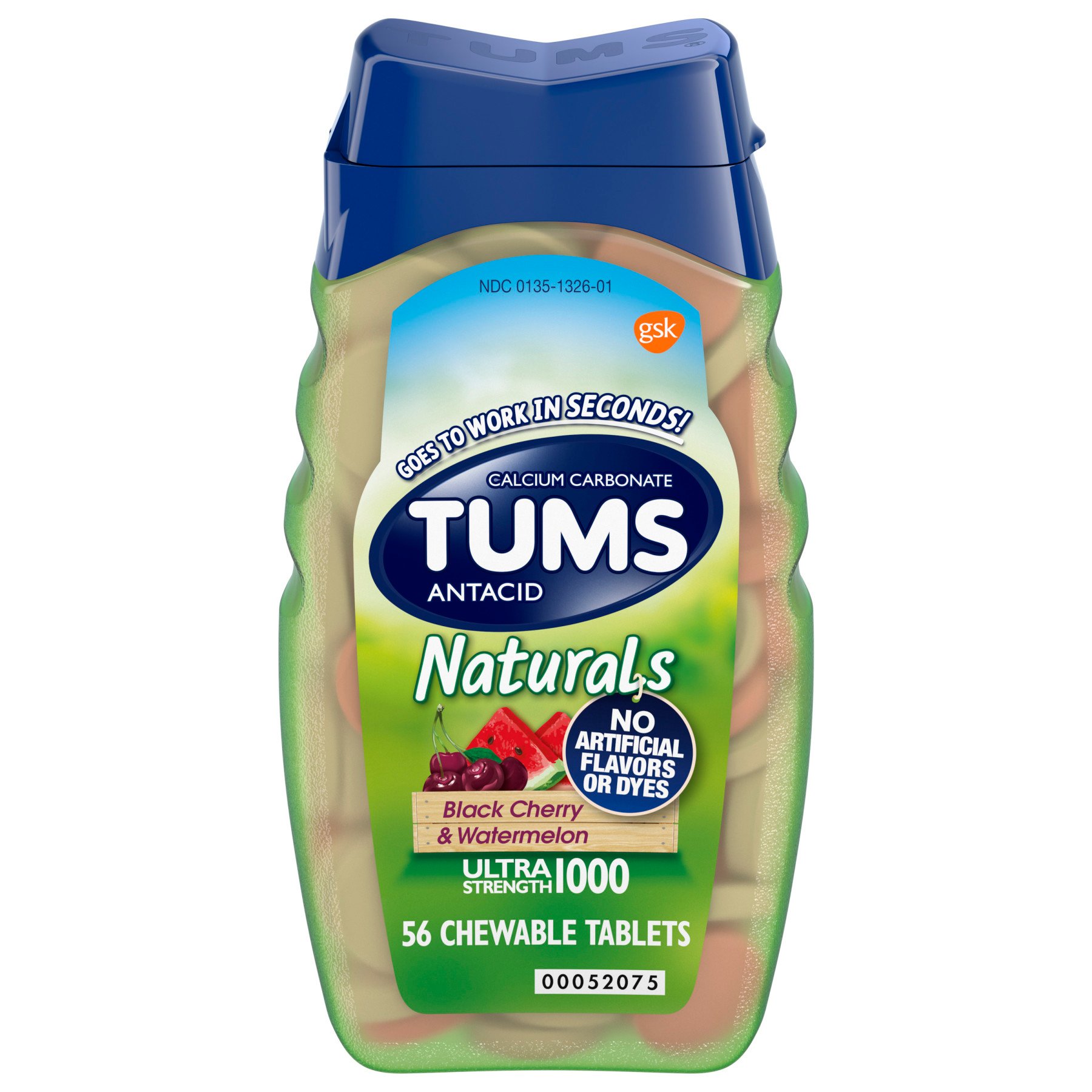 Tums Antacid Naturals Chewable Tablets - Black Cherry & Watermelon ...