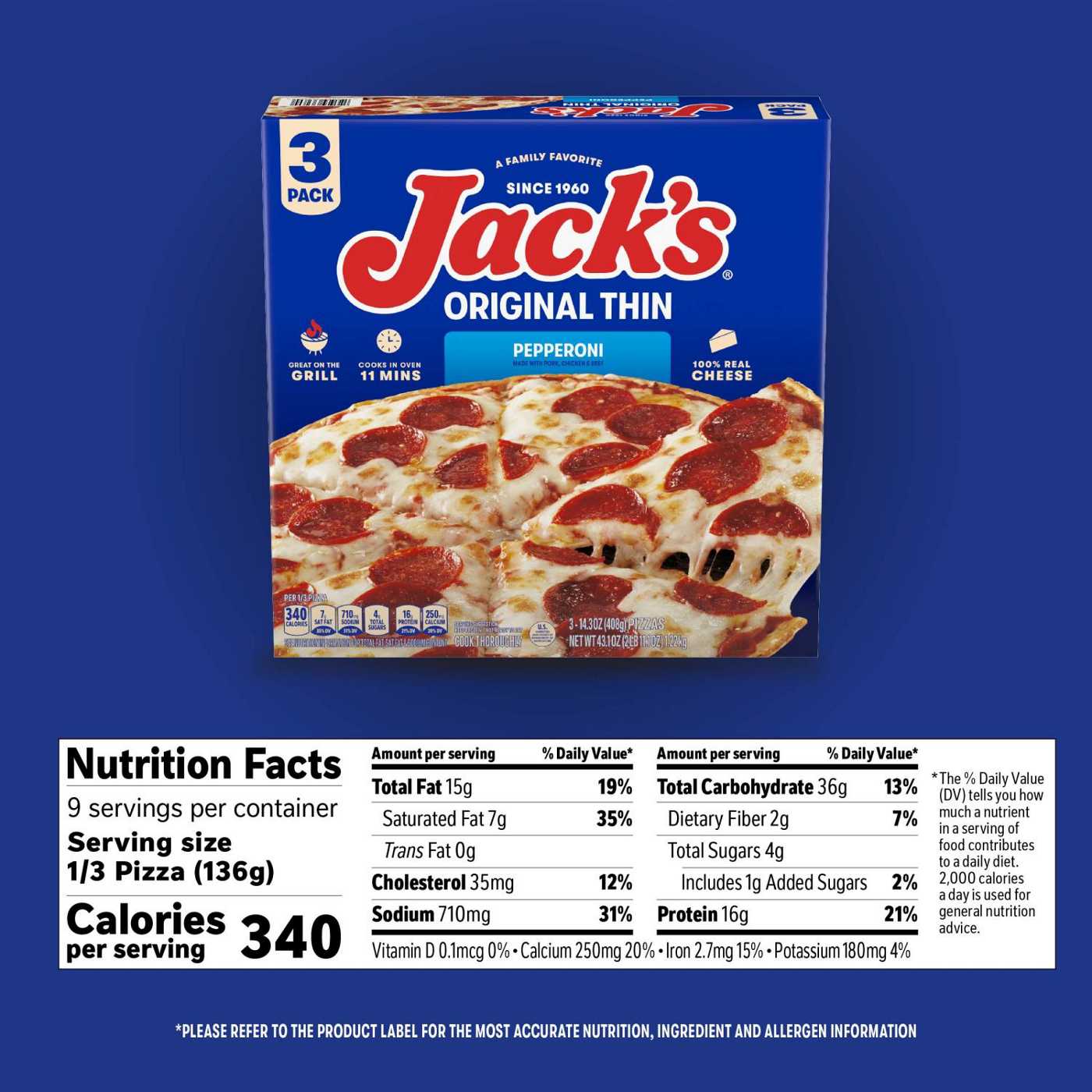 Jack's Original Thin Crust Pepperoni Pizzas - Shop Pizza at H-E-B