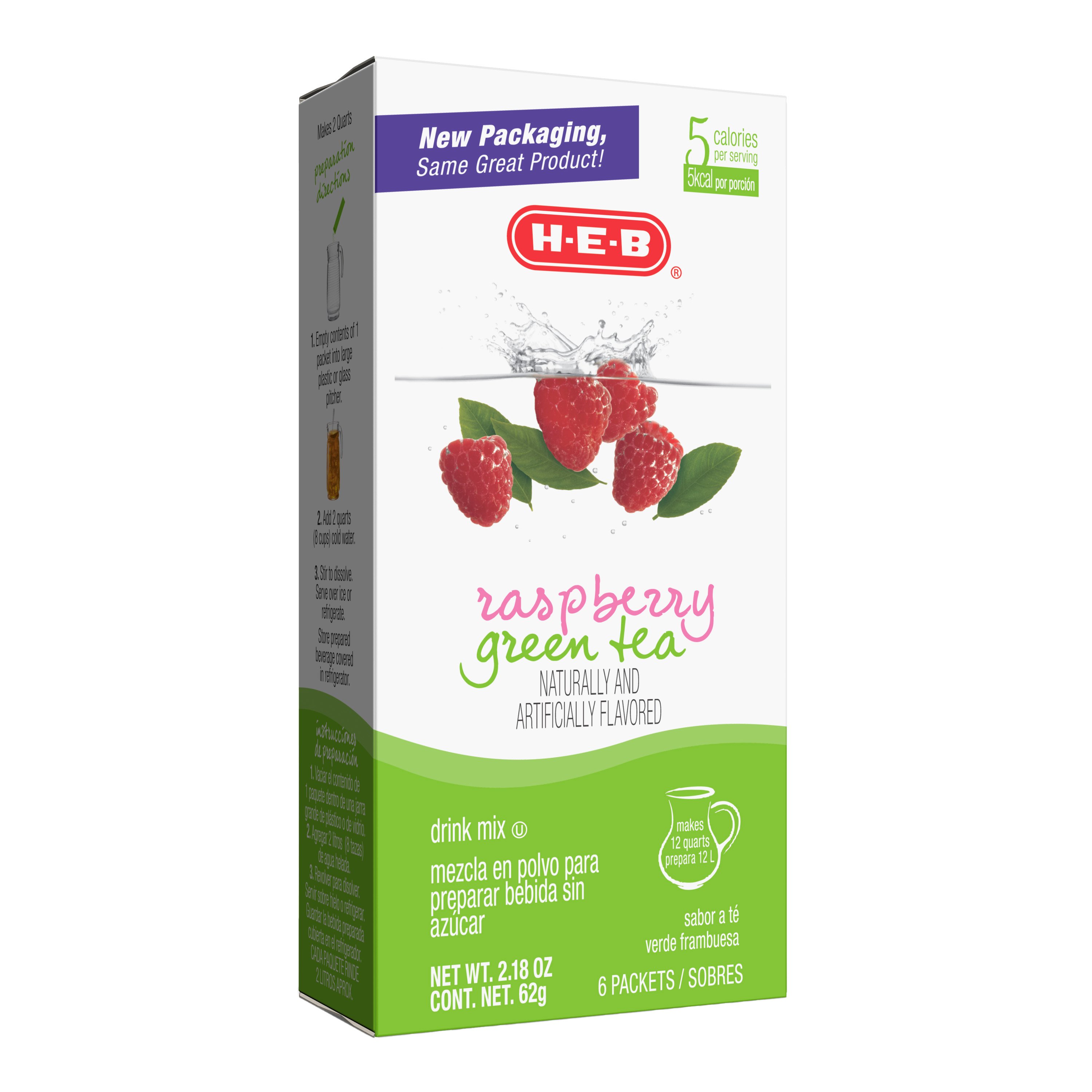 H-E-B Raspberry Green Tea Drink Mix - Shop Mixes & Flavor Enhancers at ...
