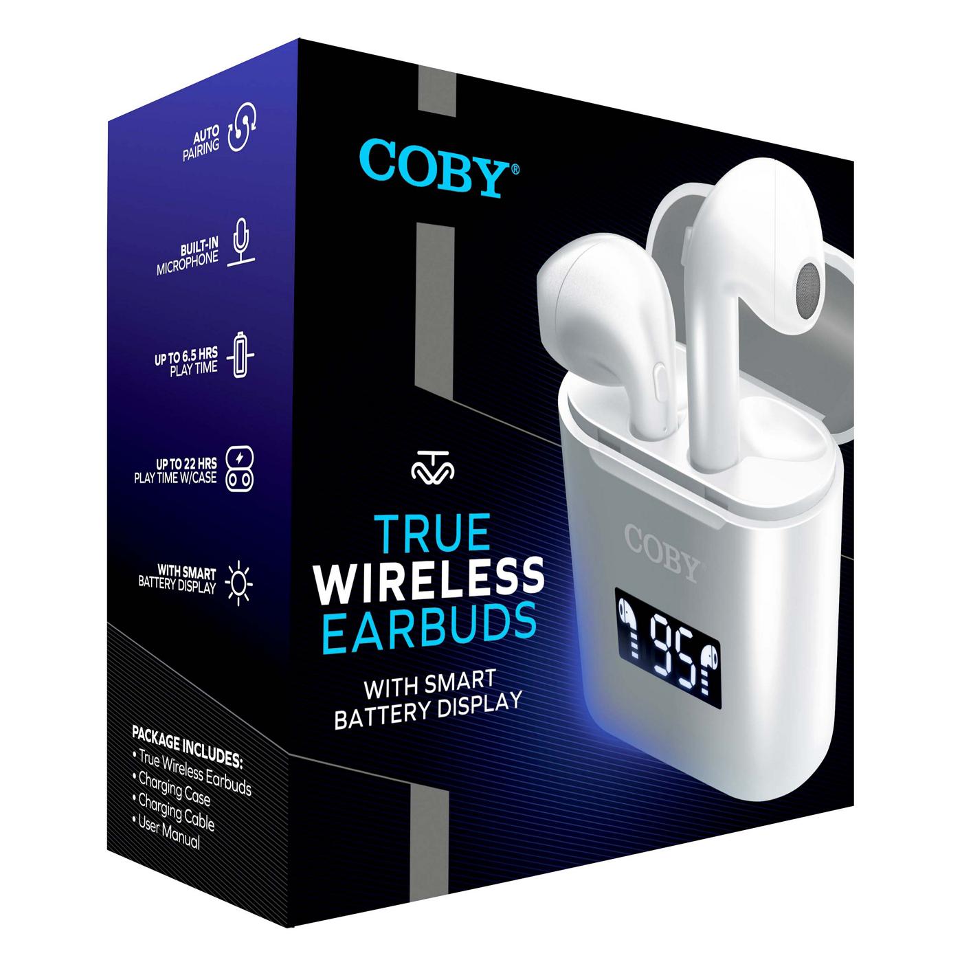 Coby White True Wireless Earbuds with Smart Battery Display - Shop ...