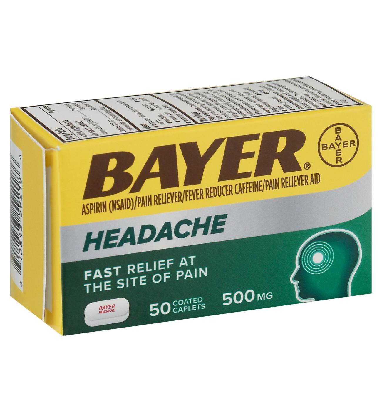Bayer Headache Asprin Pain Reliever with Caffeine 500mg Caplets - Shop ...