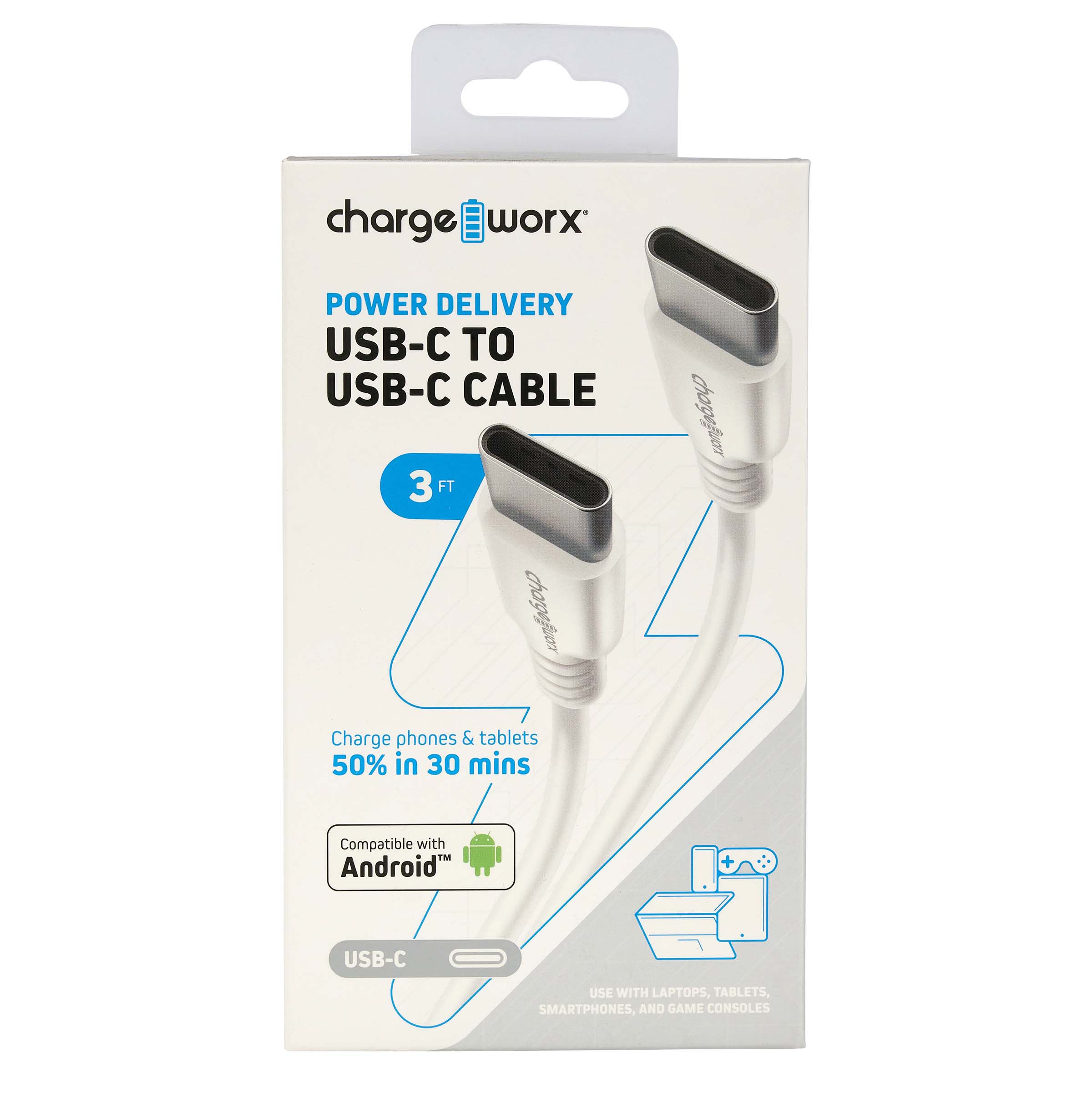 ChargeWorx White Fast Charge USB-C Cable - Shop Connection cables at H-E-B