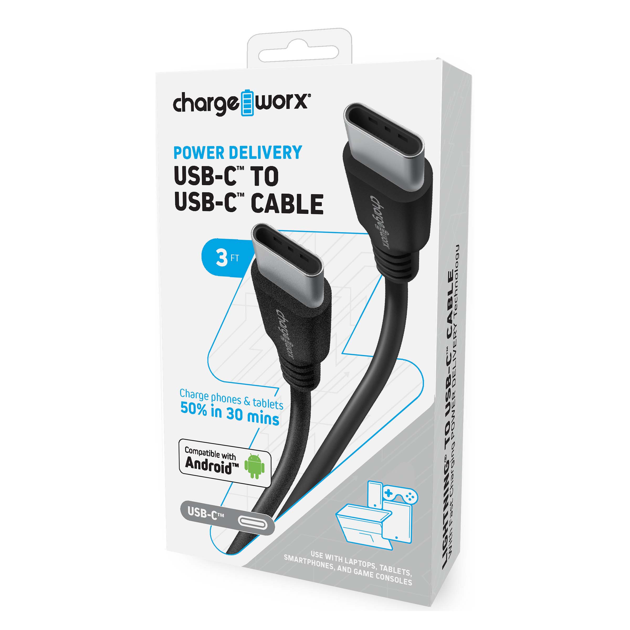ChargeWorx Black Fast Charge USB-C Cable - Shop Connection cables at H-E-B