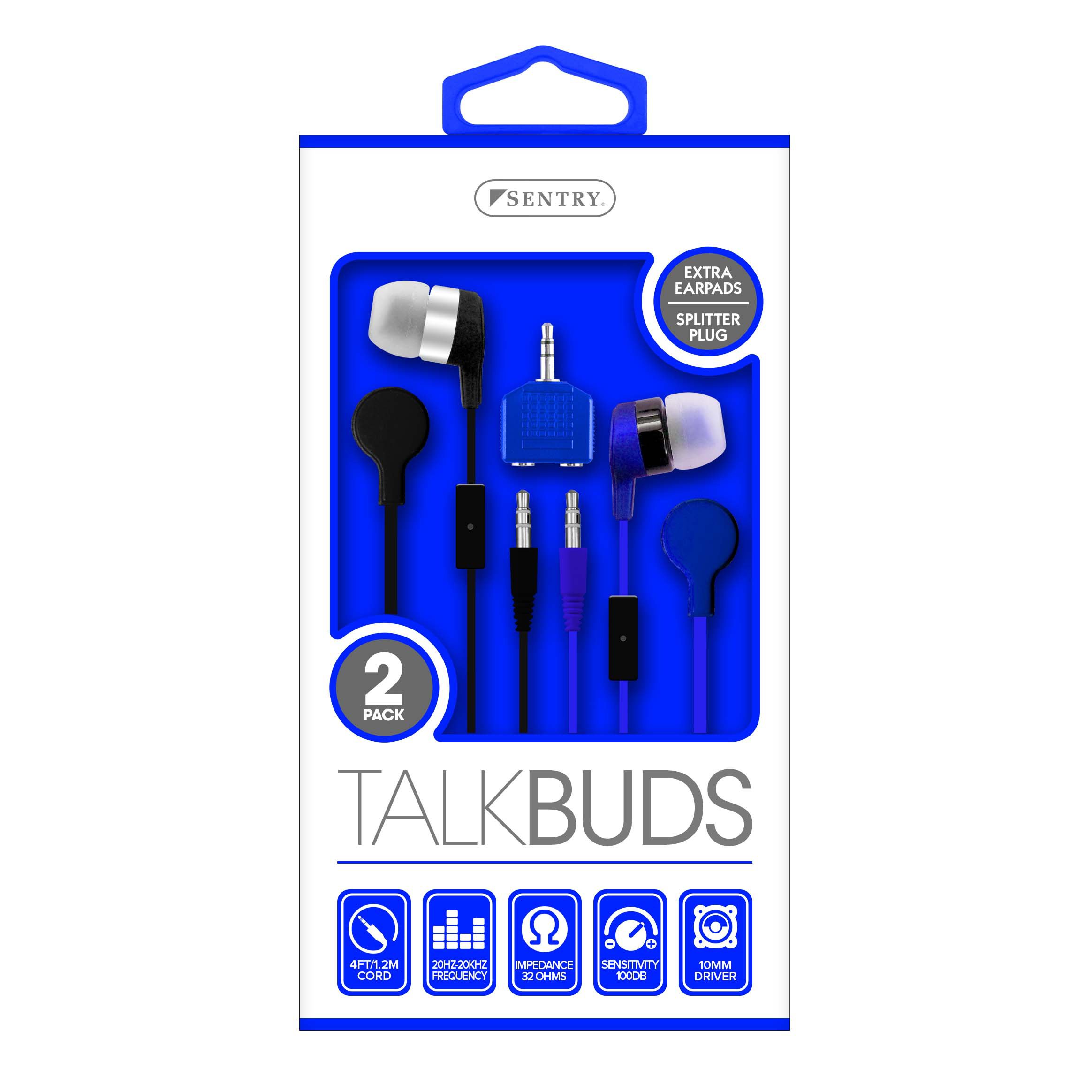 Sentry Talk Buds with Mic - Black & Blue - Shop Headphones at H-E-B