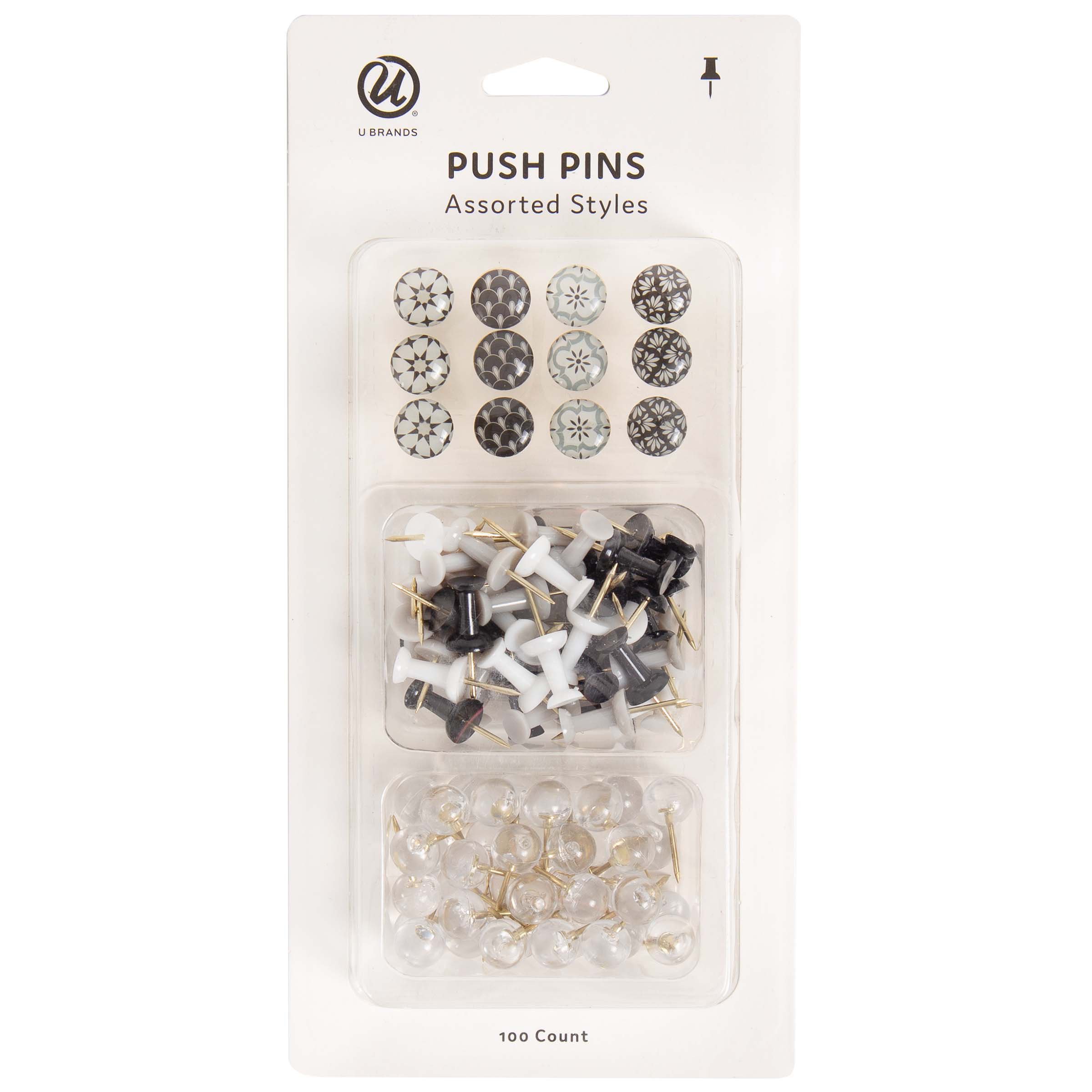 U Brands Assorted Style Push Pins - Moroccan Monochrome - Shop Tools ...
