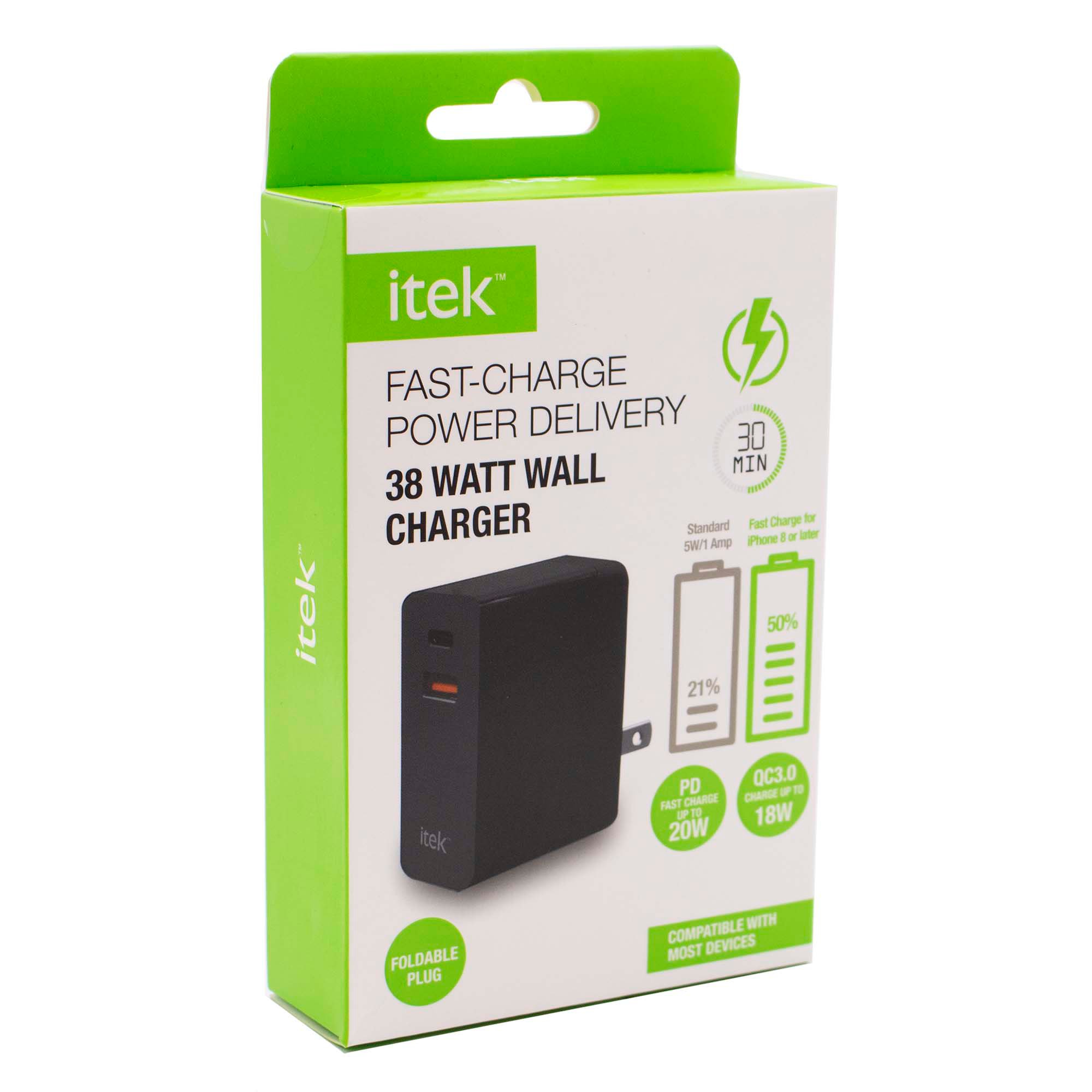 Itek Fast Charging 38 Watt Wall Charger - Shop Phone chargers at H-E-B