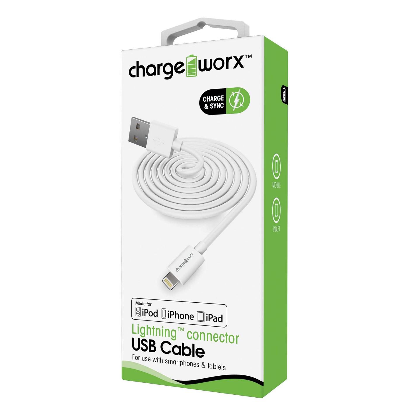 Chargeworx Charge & Sync Lightning Connector USB Cable - White - Shop ...