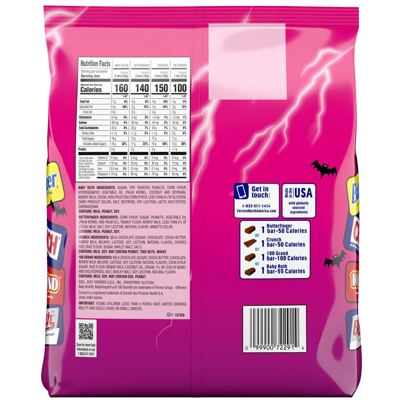 Baby Ruth,100 Grand, Butterfinger & Crunch Assorted Treat Size ...