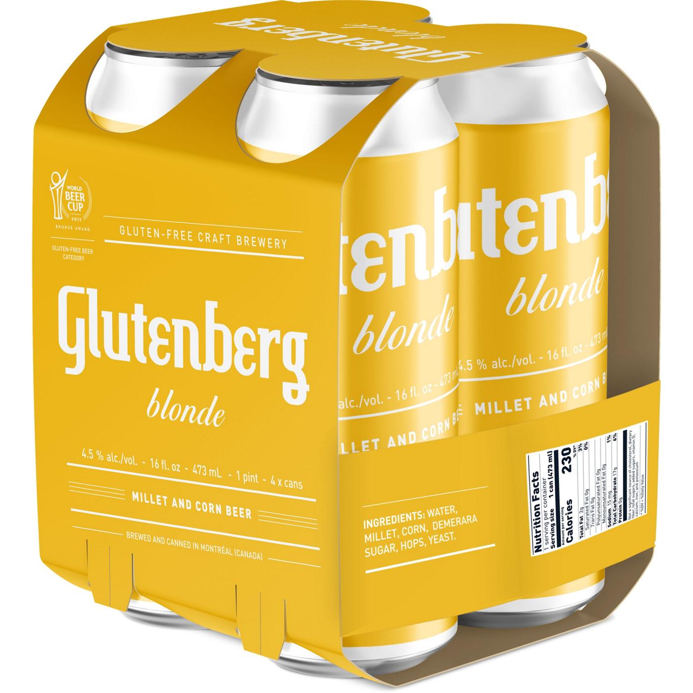 Glutenberg Gluten Free Blonde Ale Beer 4 pk Cans - Shop Beer at H-E-B