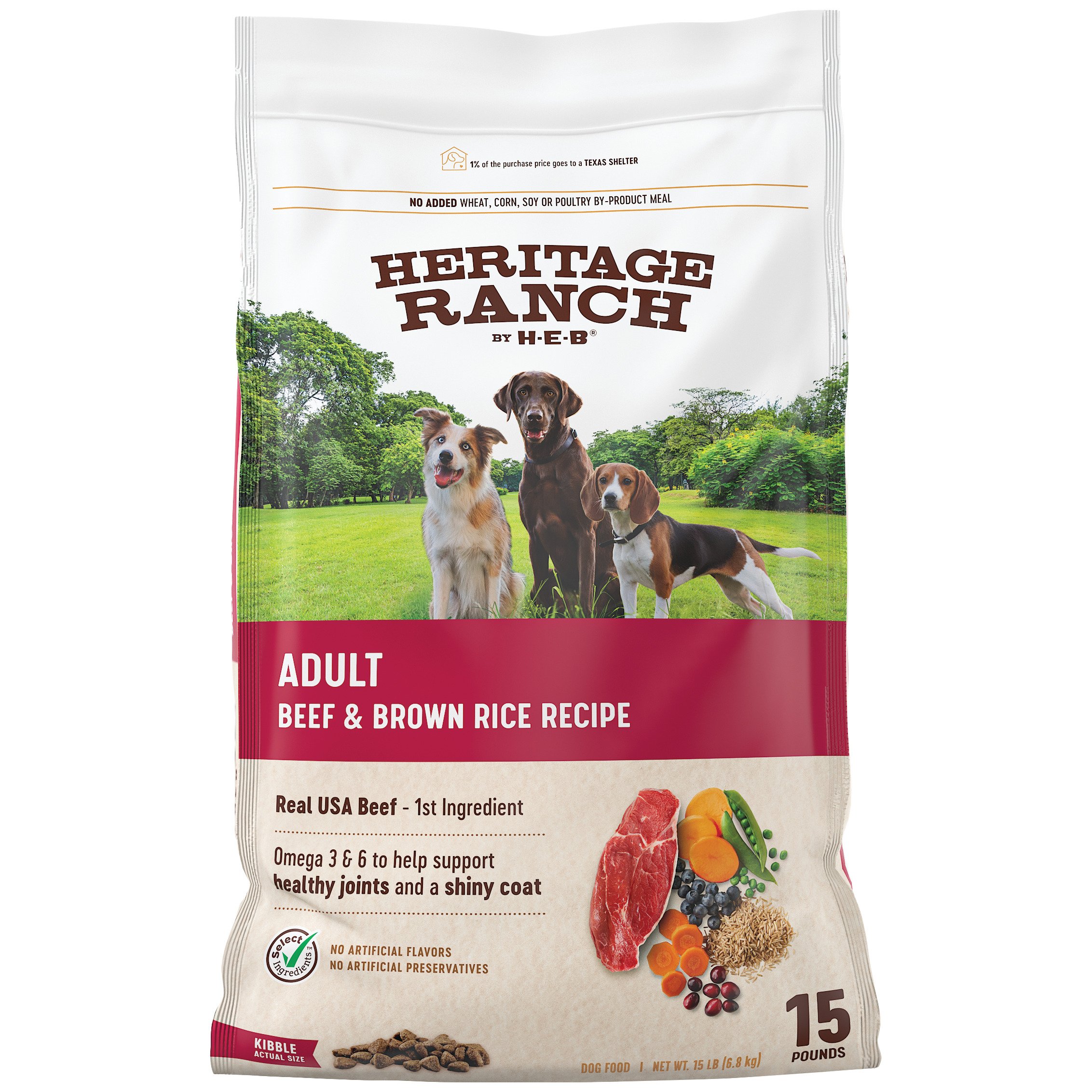 Heritage Ranch by H-E-B Adult Dry Dog Food - Beef & Brown Rice - Shop ...