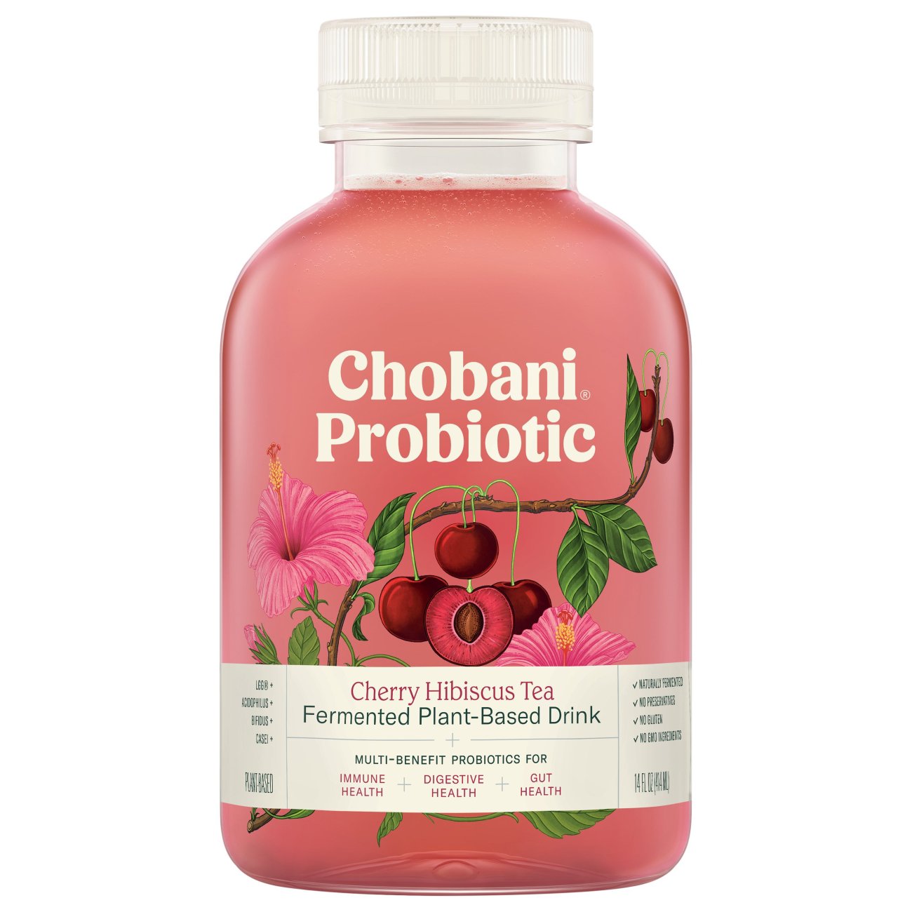 Chobani Probiotic Cherry Hibiscus Fermented Tea Plant-Based Drink ...