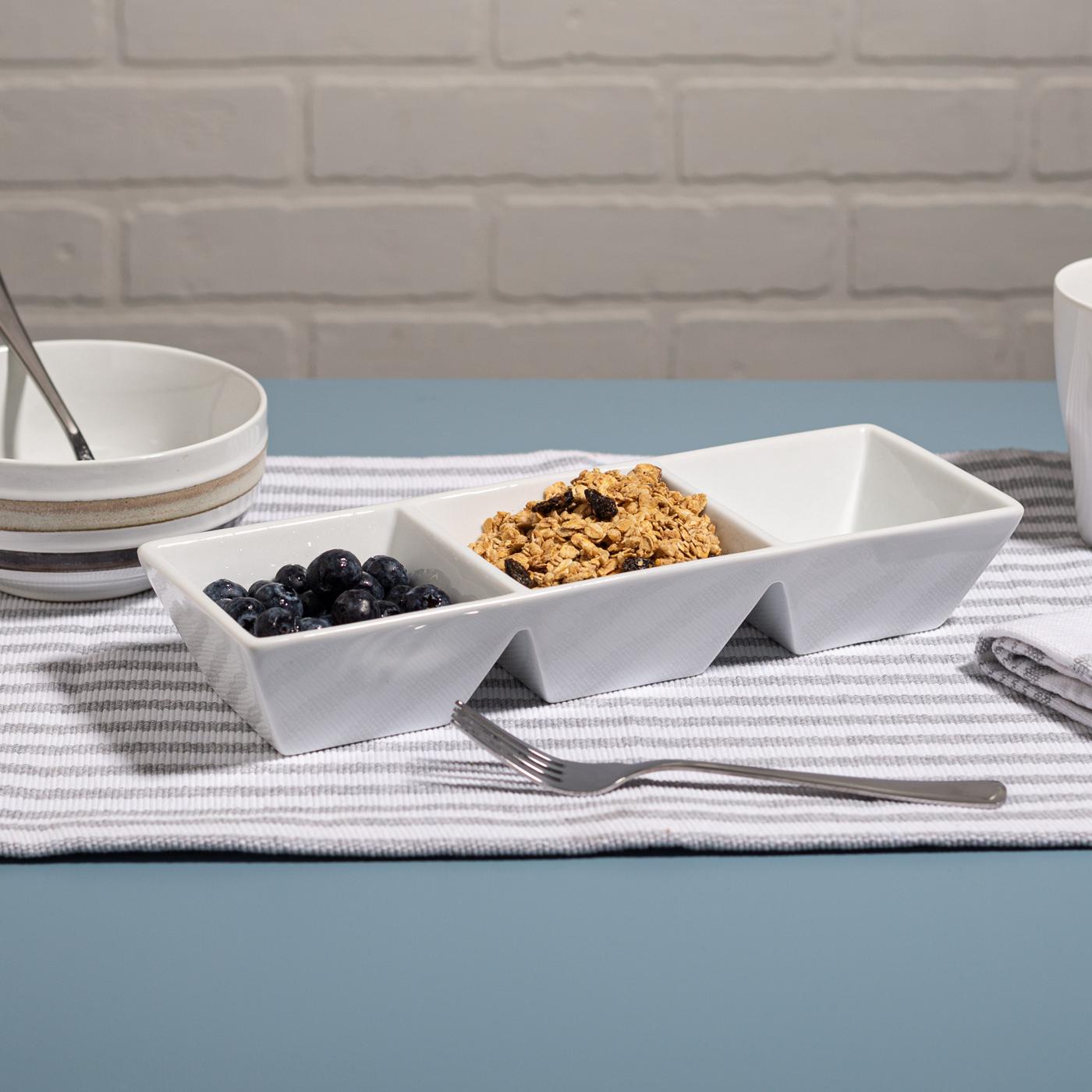 Home Essentials & Beyond White Maison Blanc 3-Section Ceramic Server ...