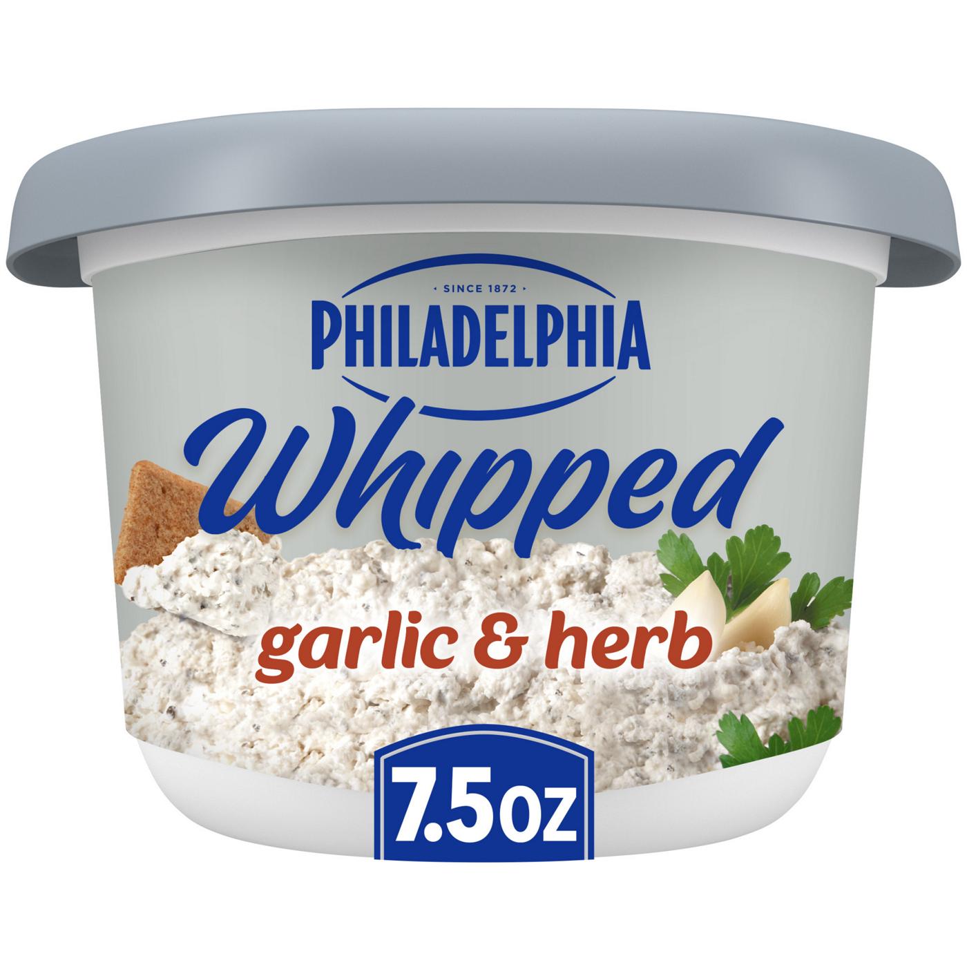 Philadelphia Garlic & Herb Whipped Cream Cheese Spread, 7.5 oz Tub ...