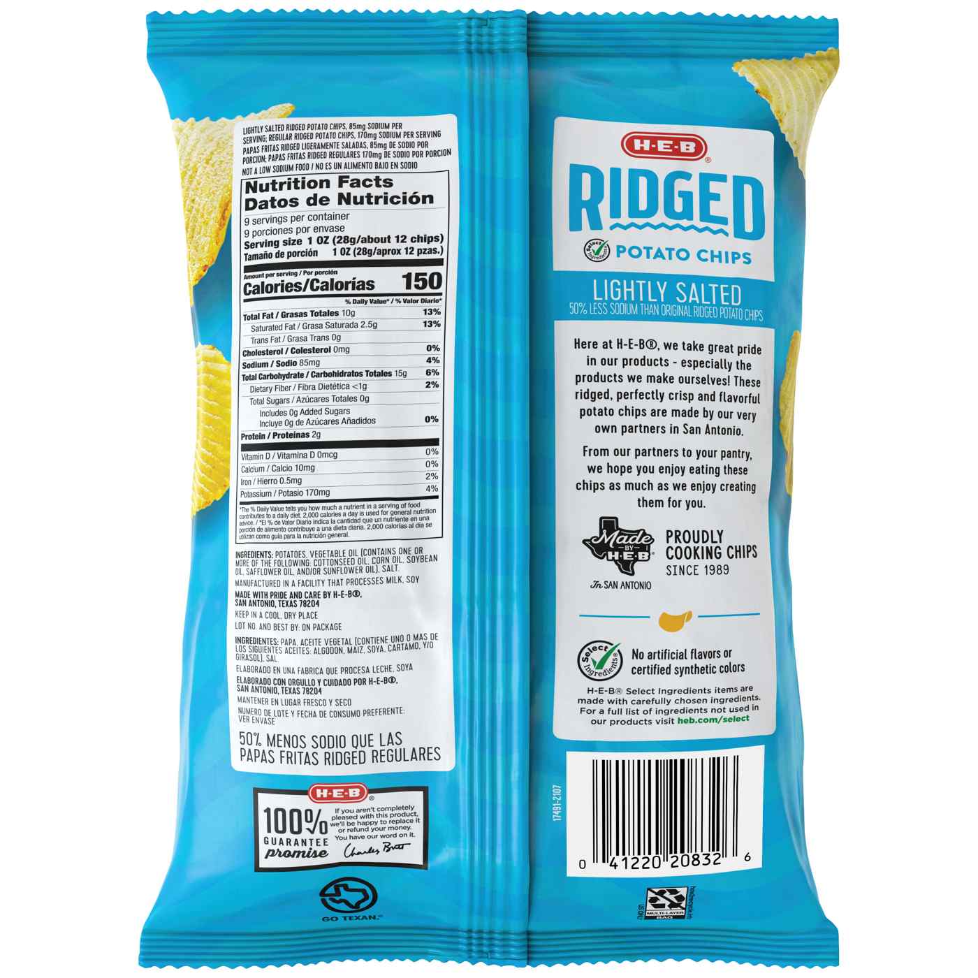 H-E-B Ridged Potato Chips - Lightly Salted - Shop Chips at H-E-B