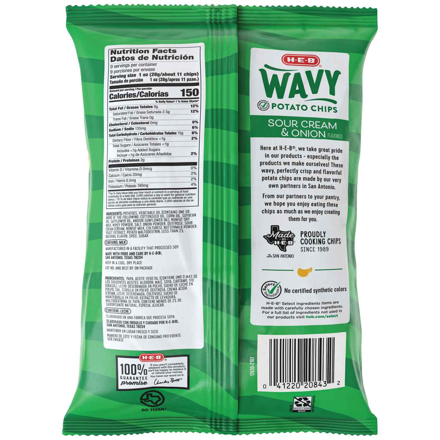 H-E-B Wavy Potato Chips - Sour Cream & Onion - Shop Chips at H-E-B