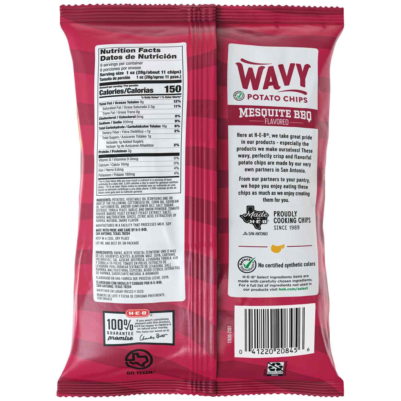 H-E-B Wavy Potato Chips - Mesquite BBQ - Shop Chips at H-E-B