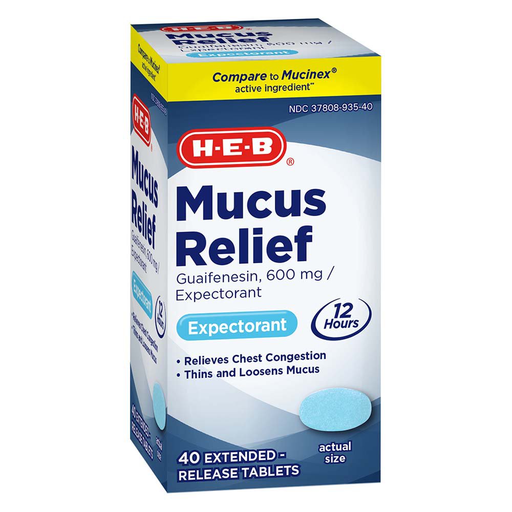 H-E-B Mucus Relief Expectorant Extended-Release Tablets - Shop Sinus ...