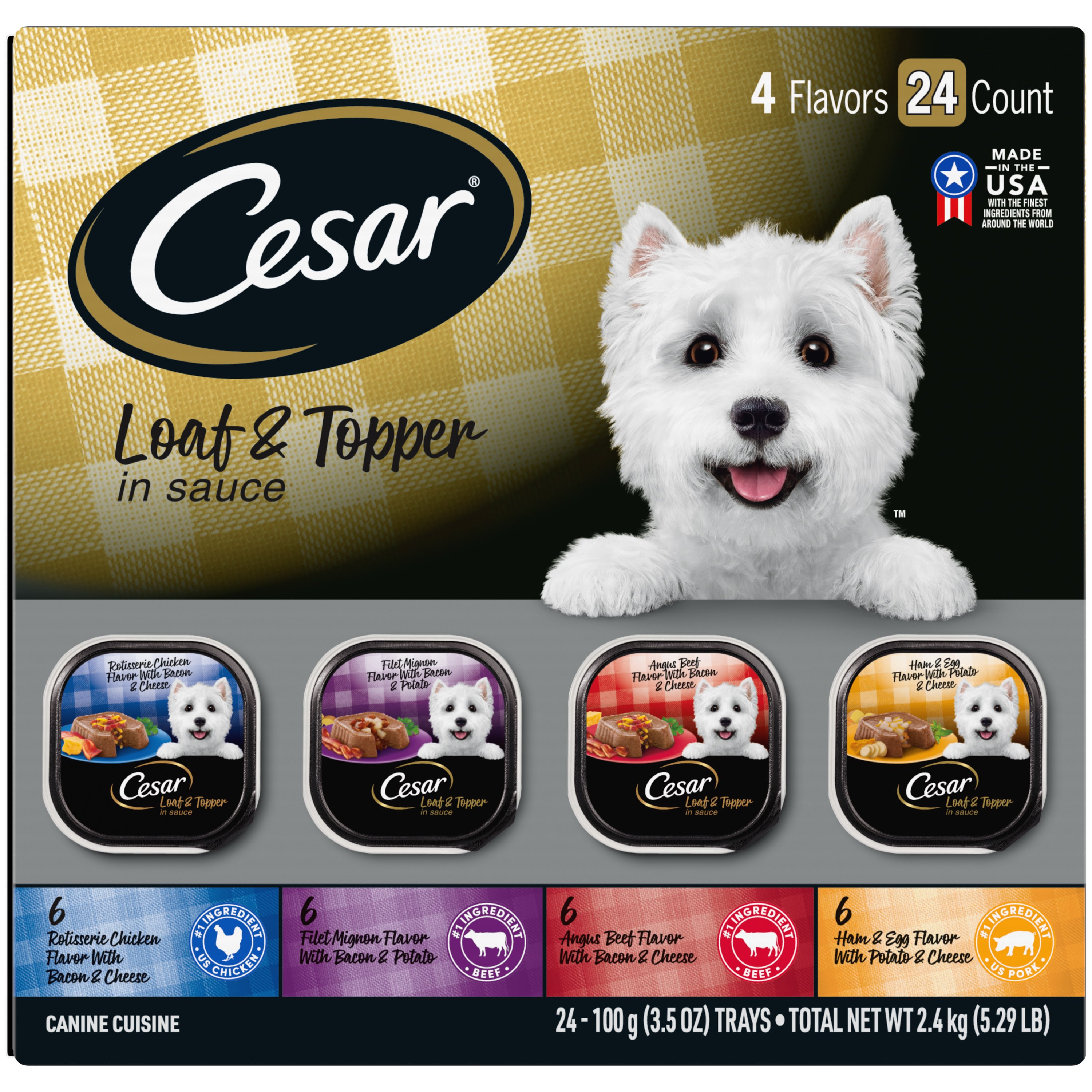 Cesar Wet Dog Food Loaf in Sauce Easy Peel Trays - Rotisserie Chicken ...