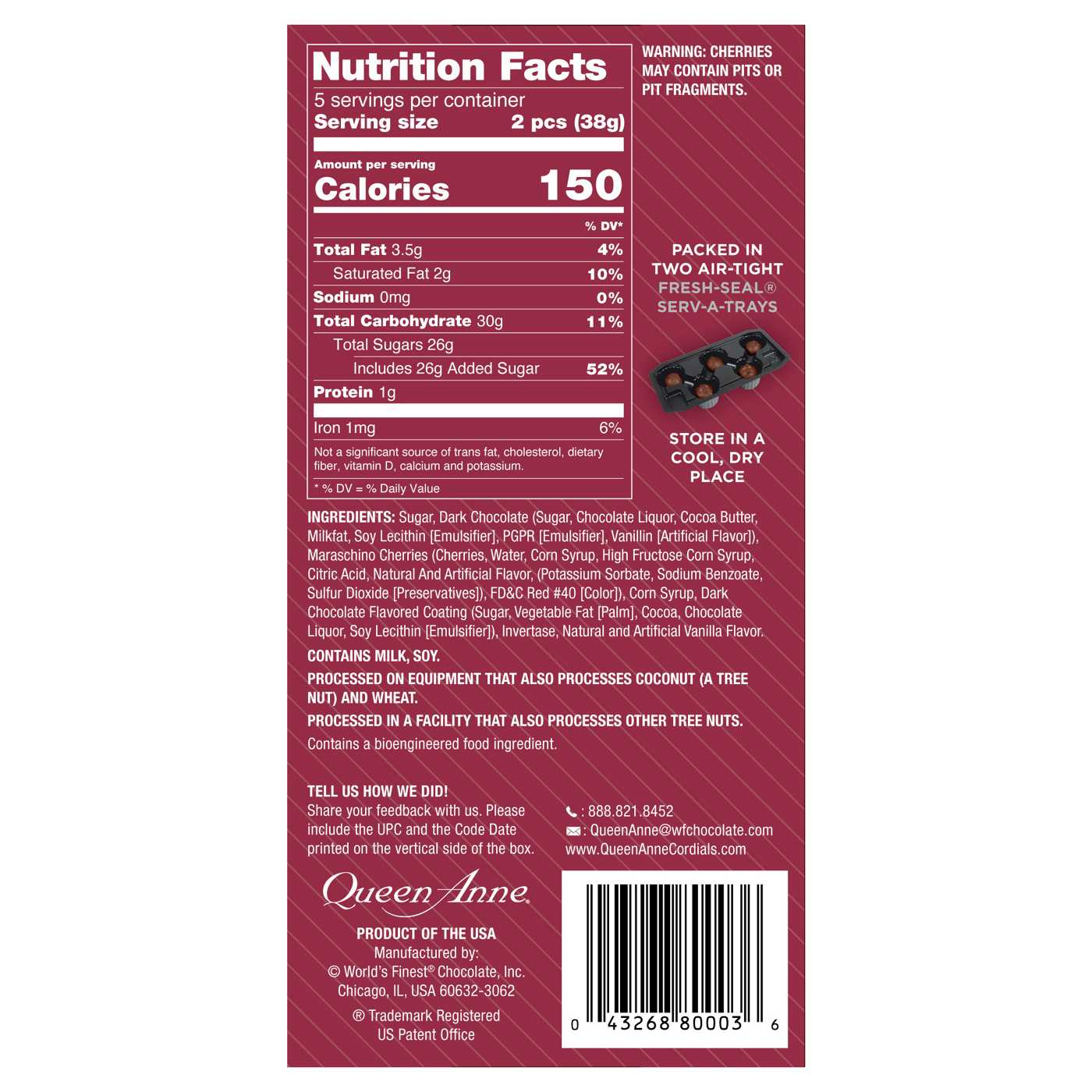 Queen Anne Dark Chocolate Cordial Cherries, 10 pc - Shop Candy at H-E-B