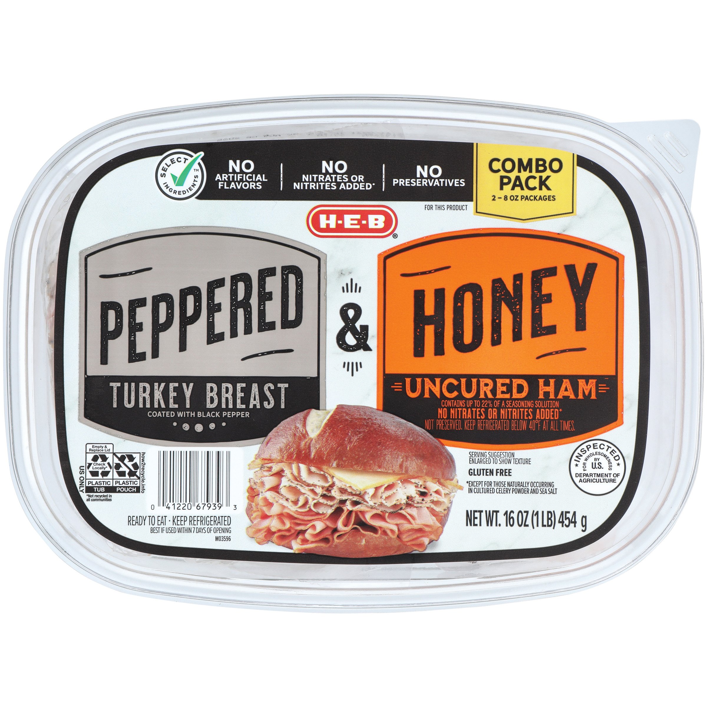 H-E-B Peppered Turkey Breast & Honey Ham Lunch Meat - Combo Pack - Shop ...