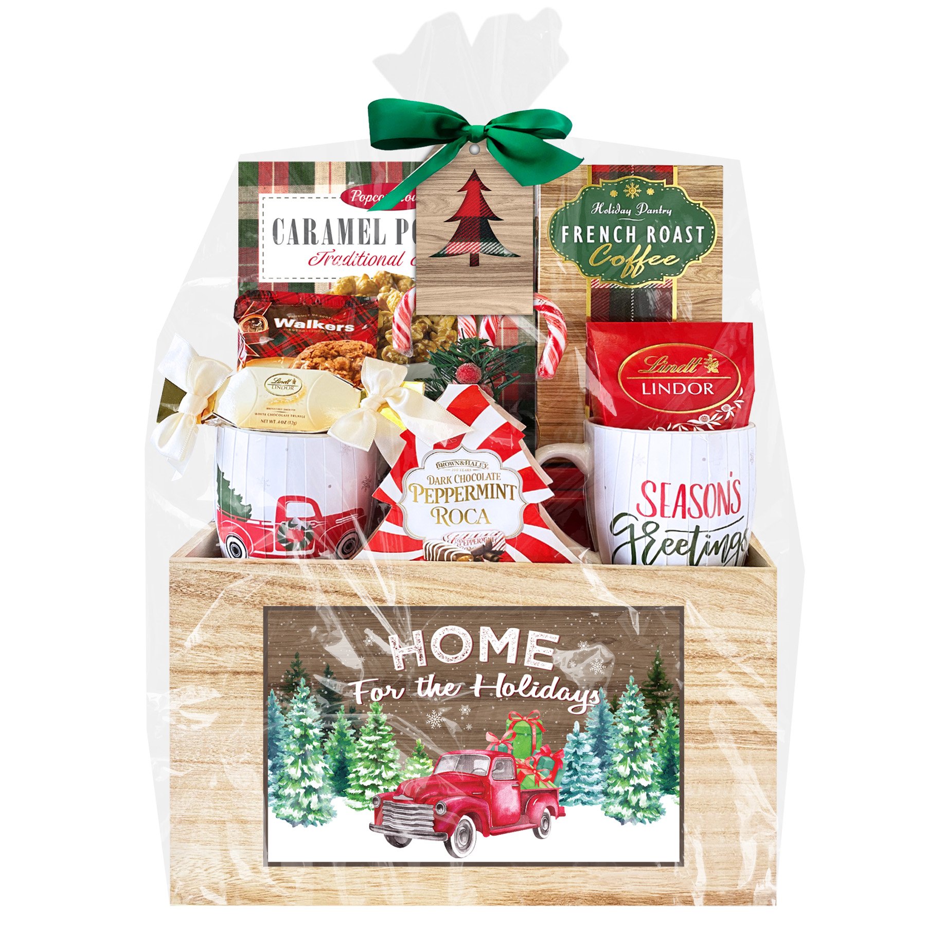 Marketplace Brands Home For The Holidays Wood Crate Gift Basket - Shop ...