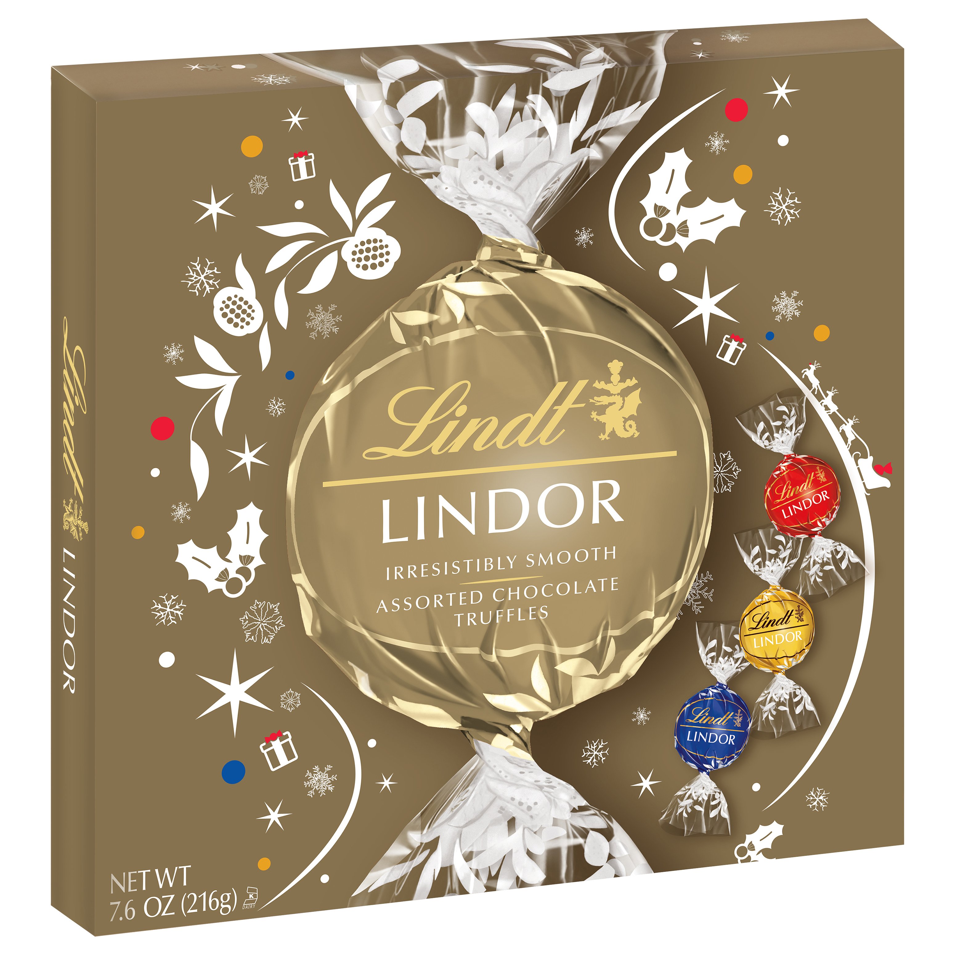 Lindt Lindor Holiday Collection Assorted Chocolate Truffles Gift Box ...