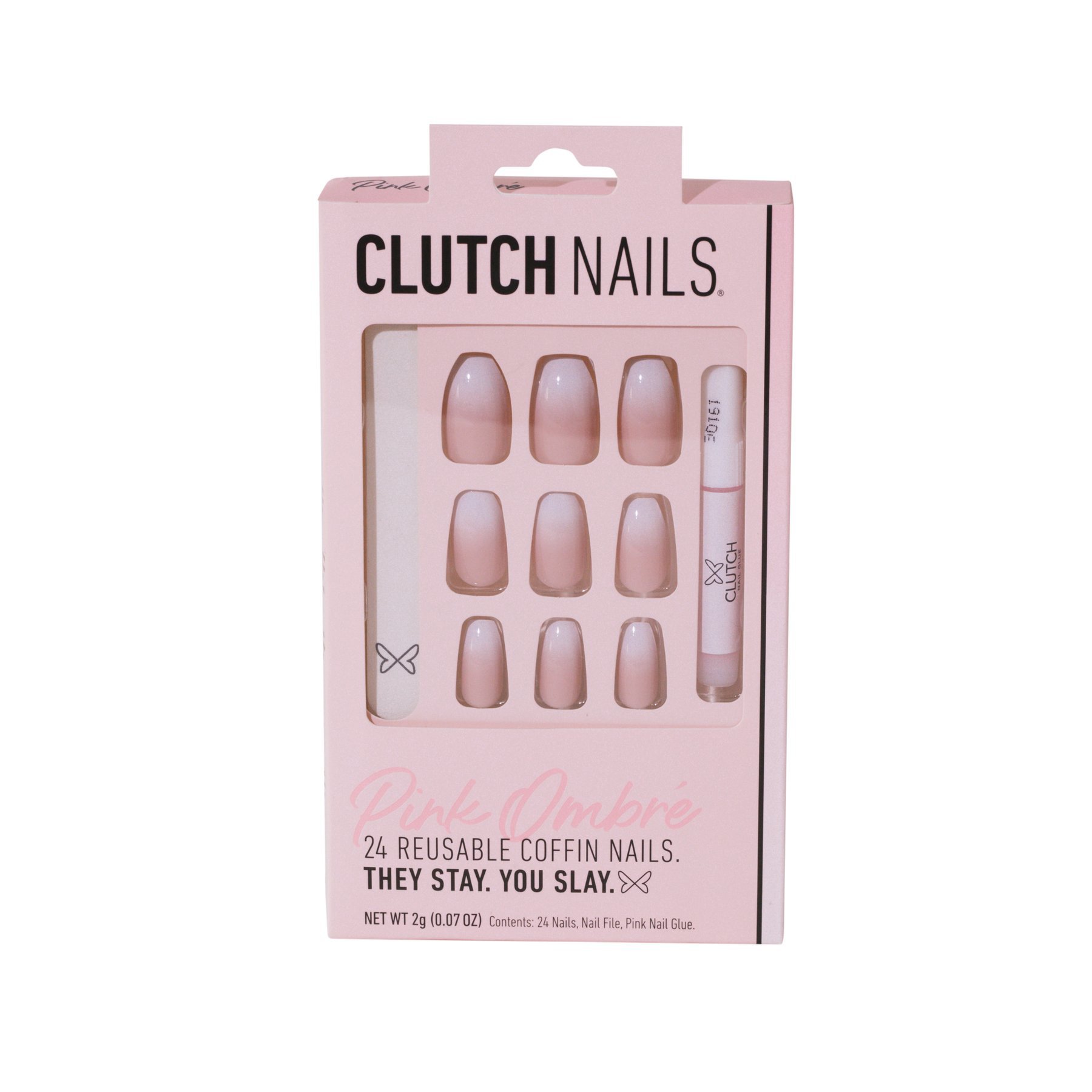 Clutch Nails Reusable Coffin Nails Pink Ombre - Shop Nail sets at H-E-B