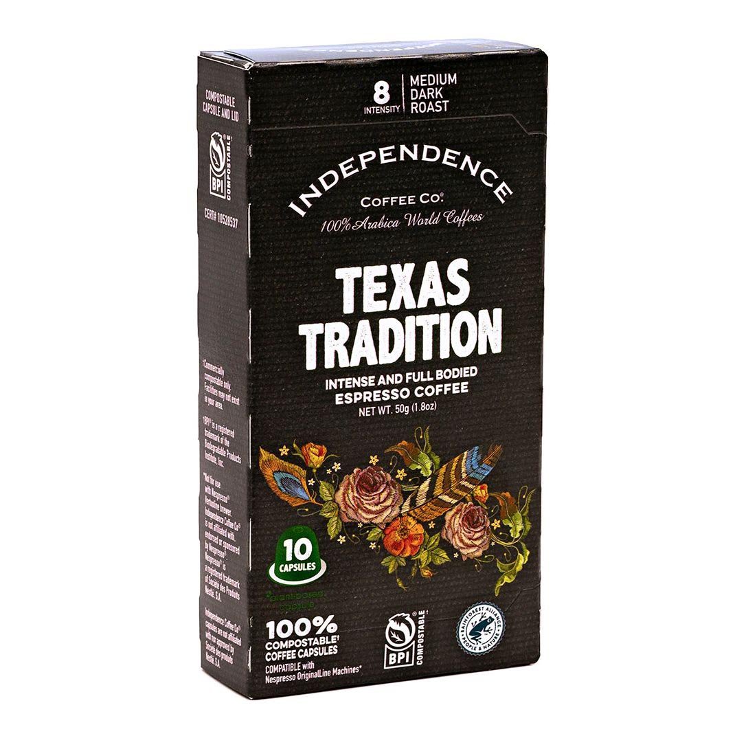 Independence Coffee Texas Tradition Medium Dark Roast Coffee Capsules ...