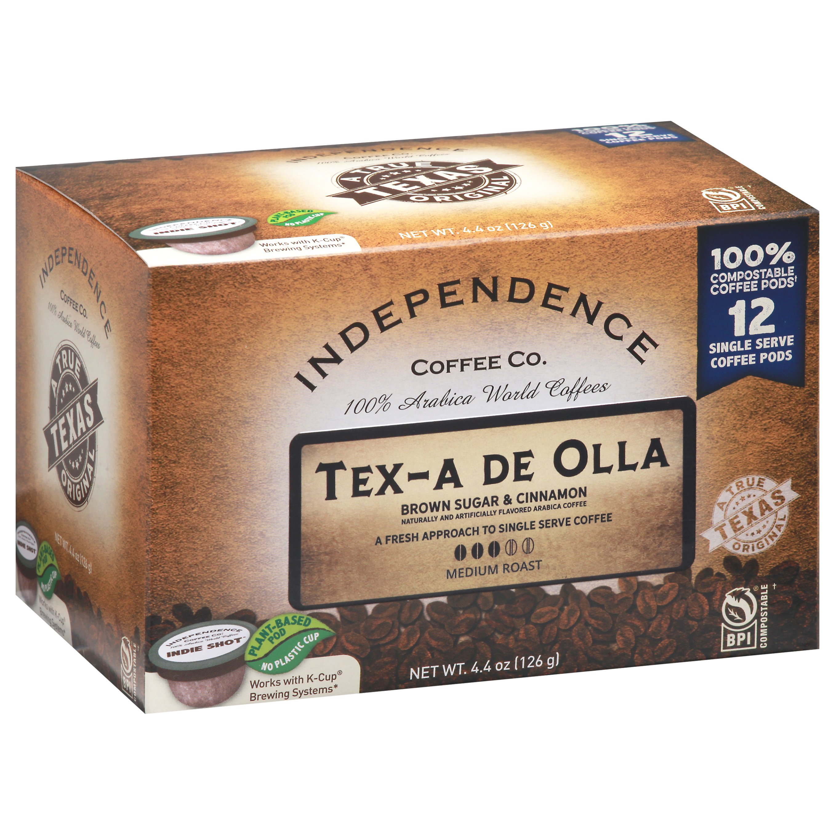 Independence Coffee Tex-a De Olla Medium Roast Single Serve Coffee Cups ...