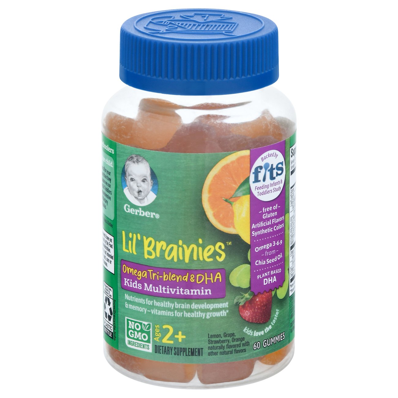 Gerber Lil' Brainies Omega-Tri Blend & DHA Kids Multivitamin Gummies ...